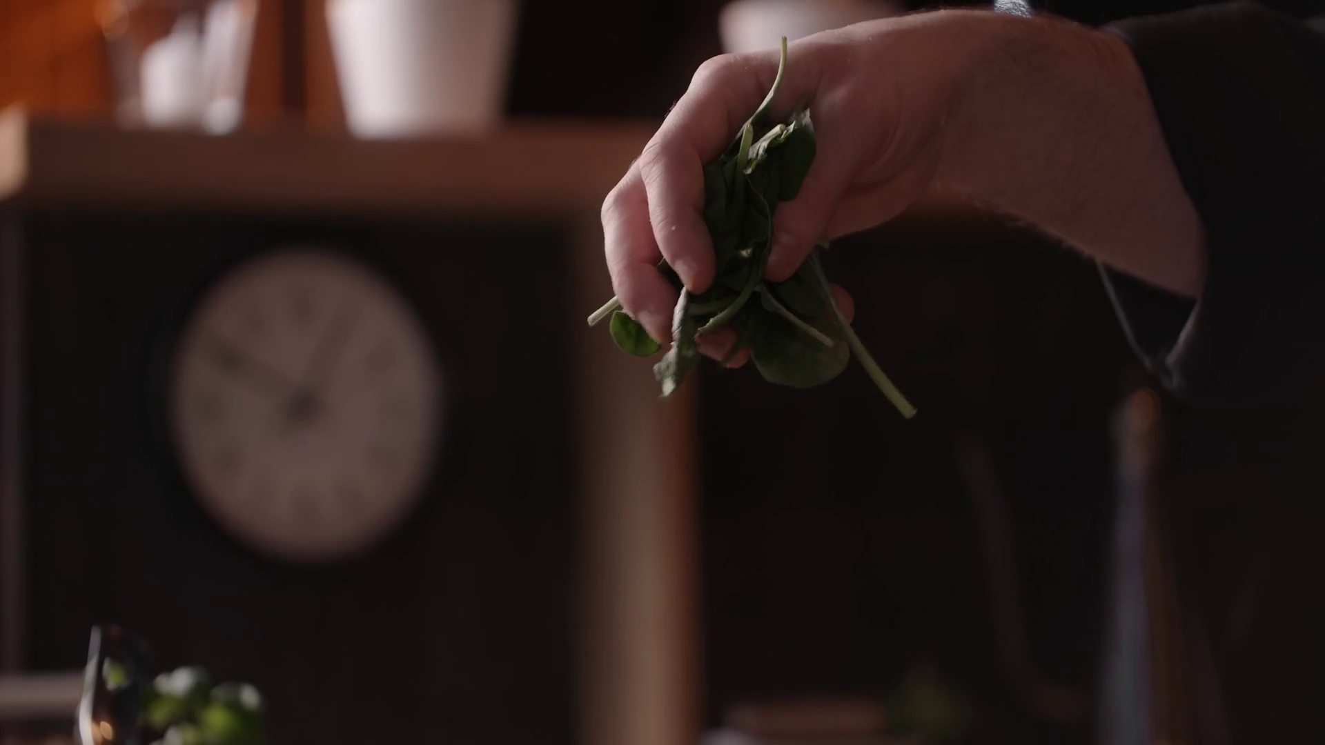 Chef Adds Fresh Green Spinach To Pizza In Stock Footage SBV-348876047 ...