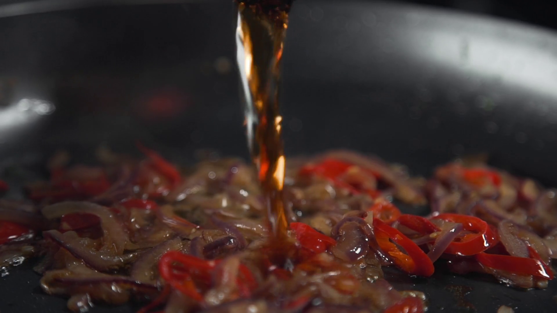 Chef Making Sauce With Beer Vegetables Chili Stock Footage SBV ...