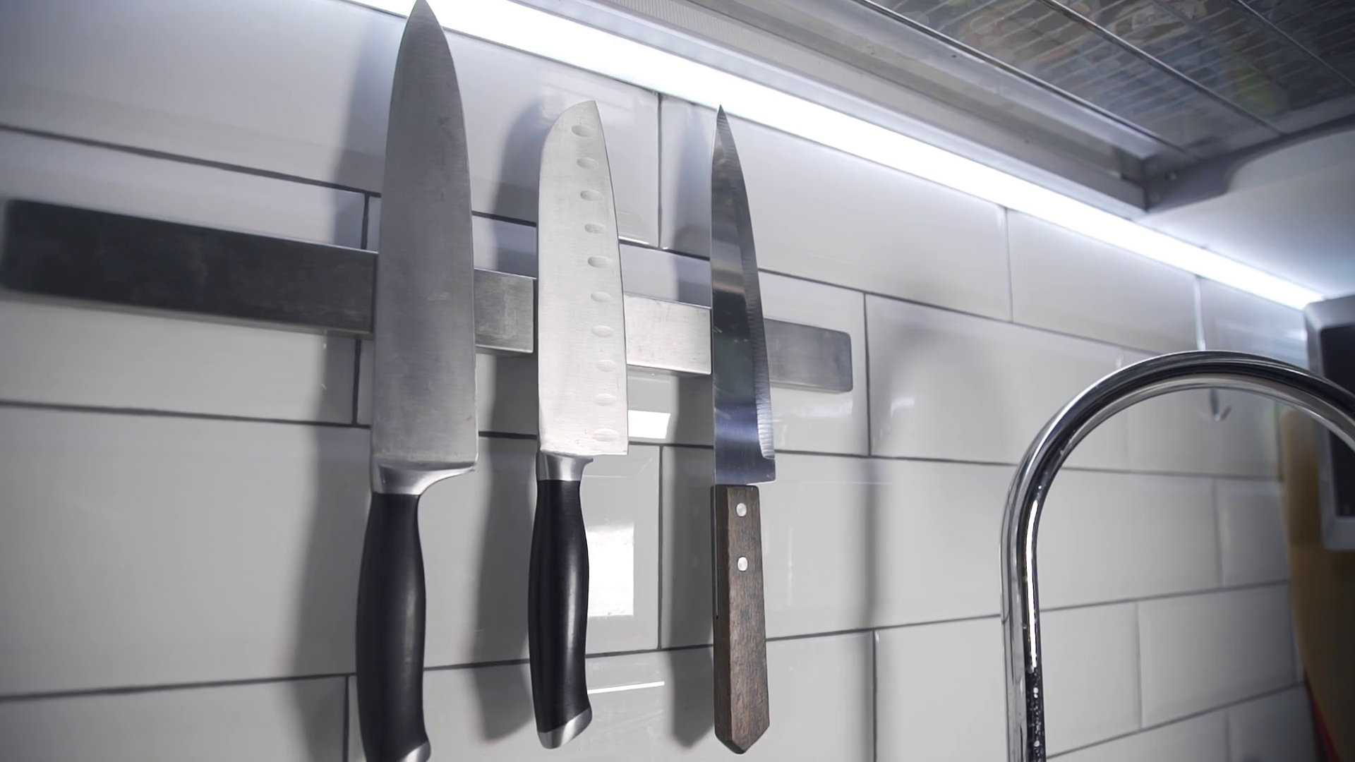 Chef Takes Sharp Knife Cooking Kitchen Stuff Stock Footage SBV ...