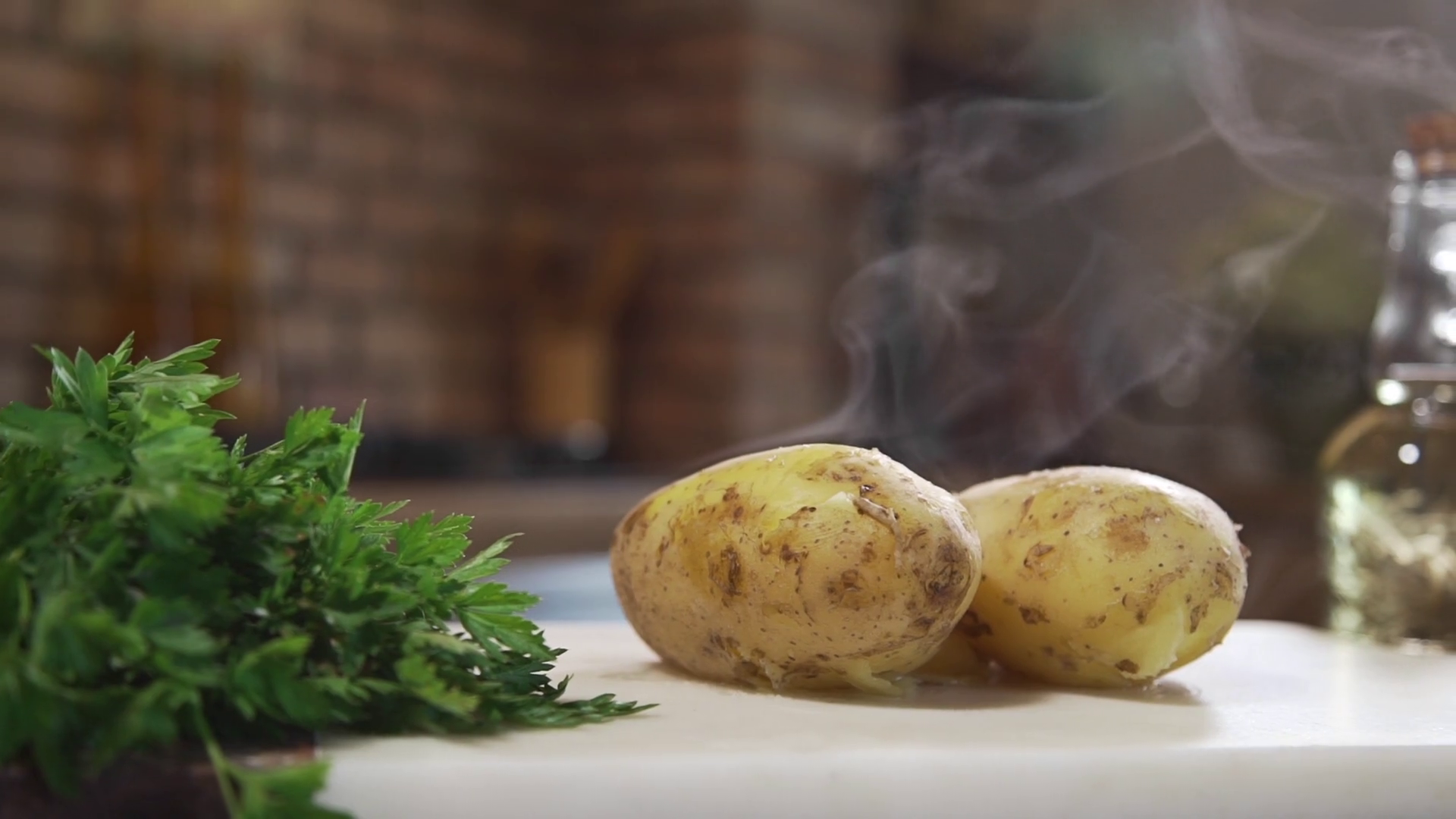Boiled Potatoes On Kitchen Board Steamy Stock Footage SBV-316883770 ...