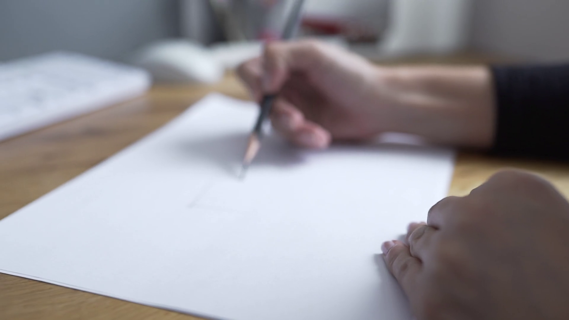 Painter Draws By Pencil Designer Draws Stock Footage SBV-317962686 ...