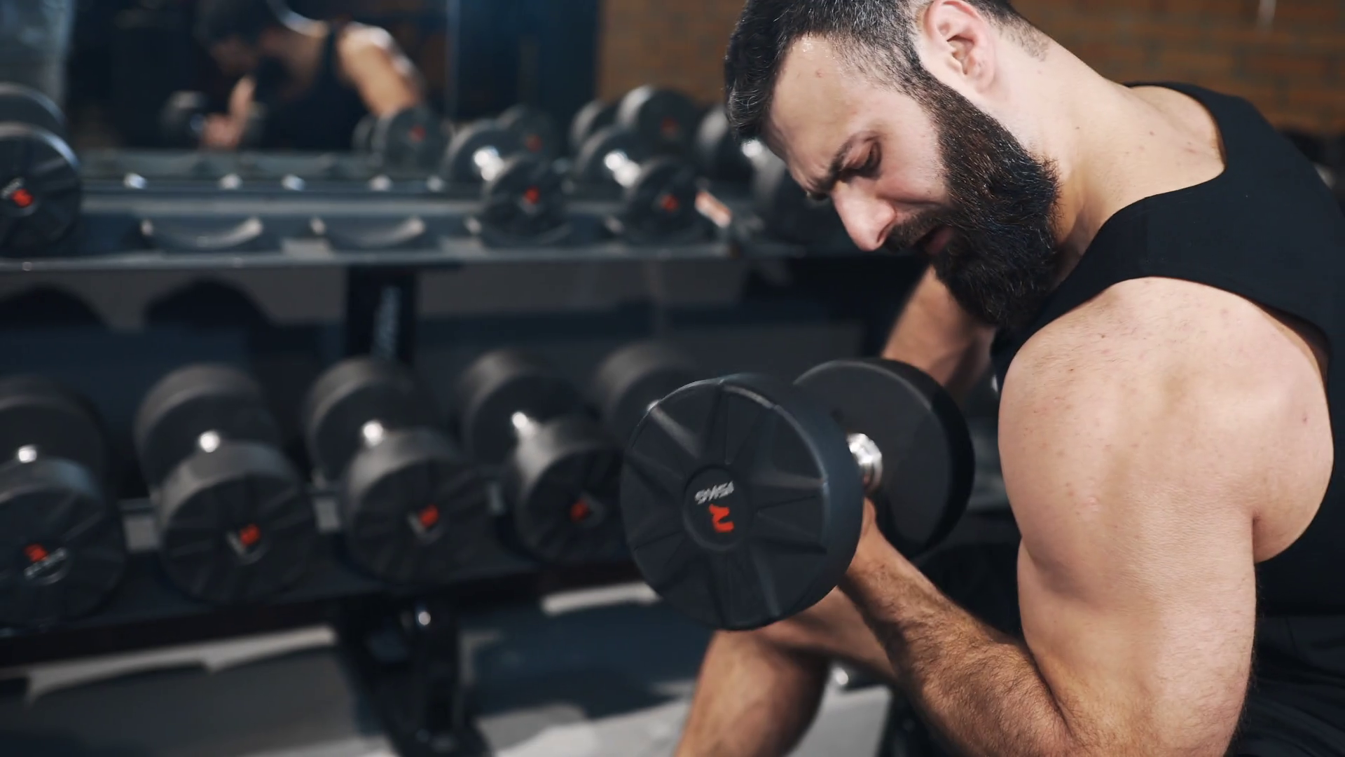 Strong Man Is Pumping Muscles At Gym Power Stock Footage SBV-319171413 ...