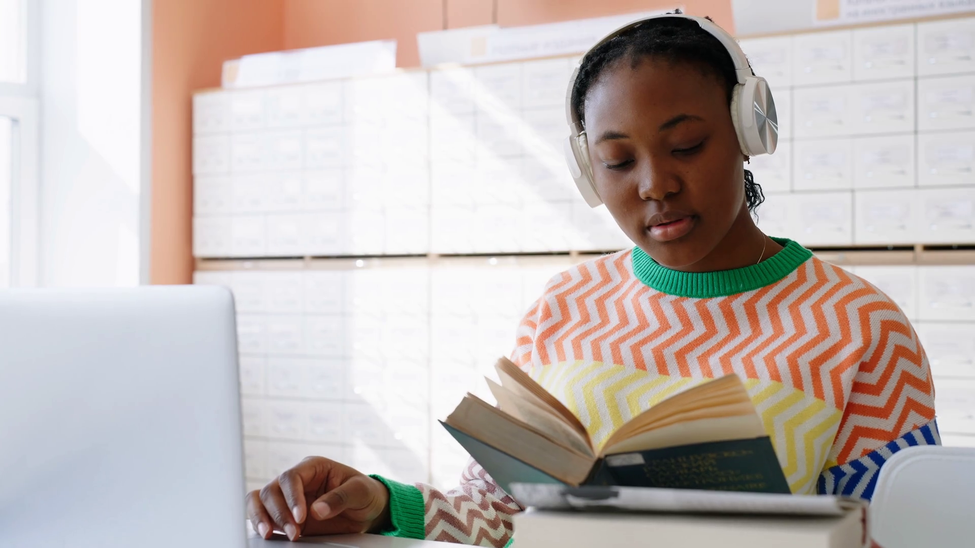 Young African Woman Studying In Modern Stock Footage SBV-347758065 ...