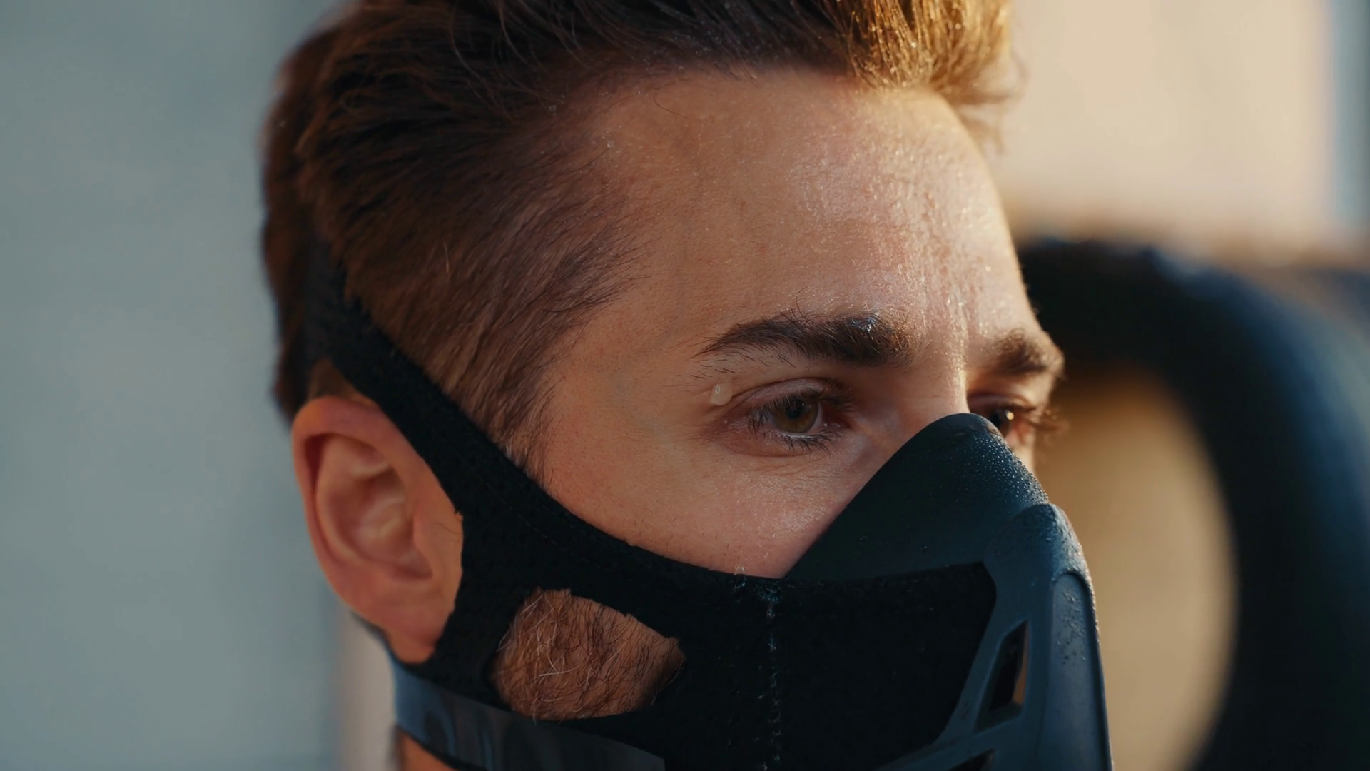 Sweaty Male Athlete In Training Mask Stock Footage SBV-347798079 ...