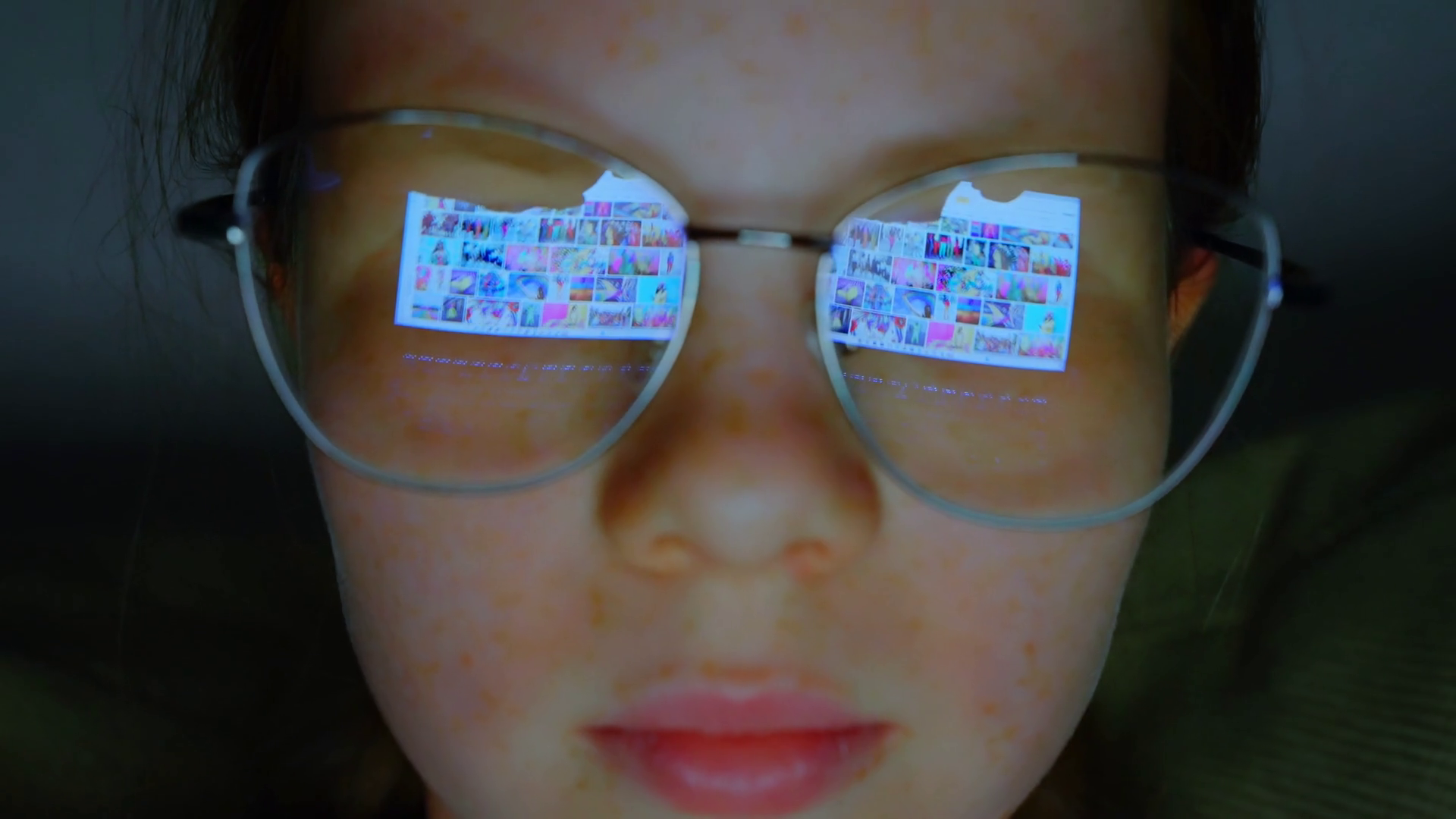 Girl Using Internet At Night - Reflection Of Stock Footage SBV ...