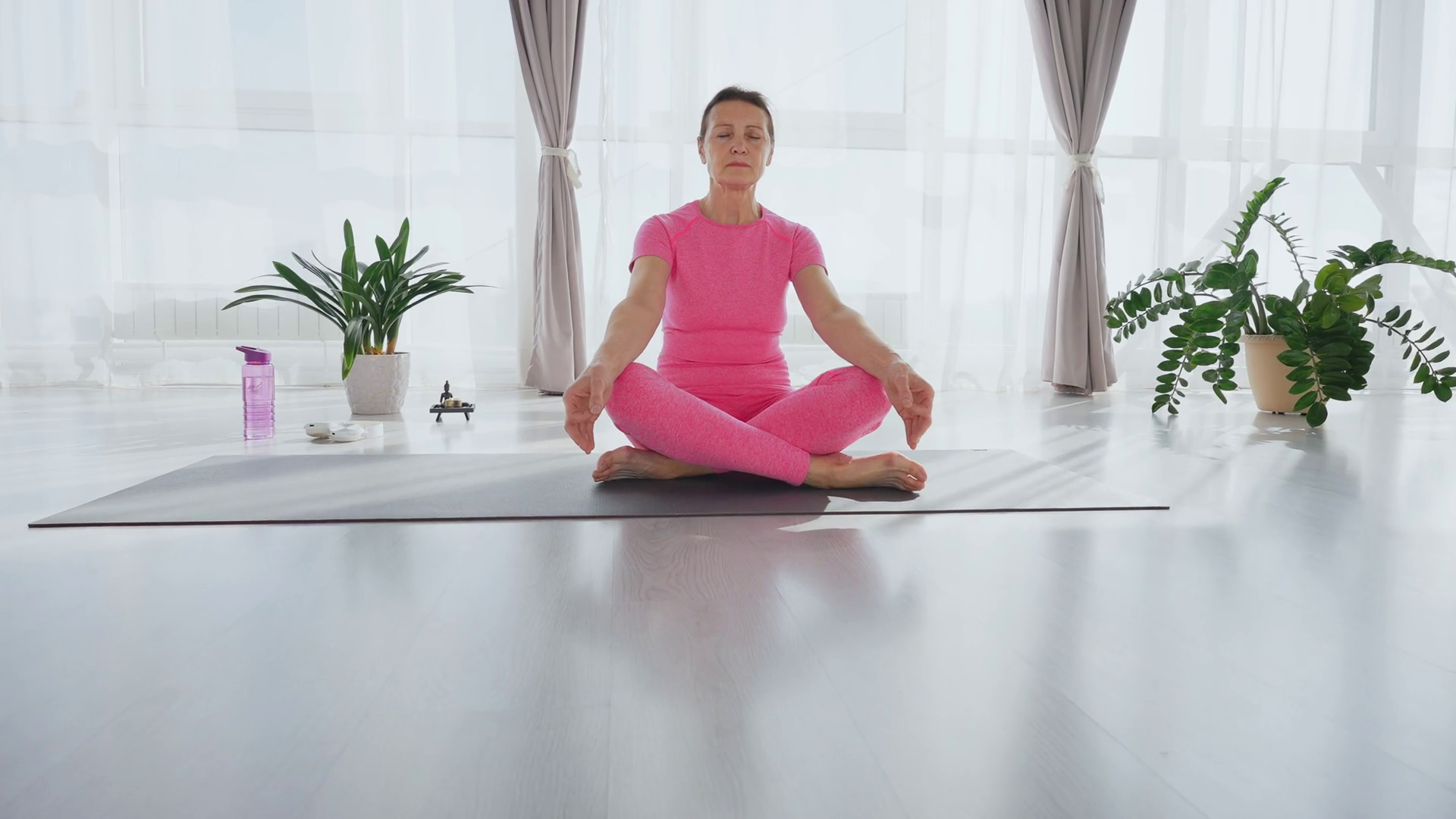 Elderly Woman Does Yoga Exercises Stock Footage SBV-348588574 - Storyblocks