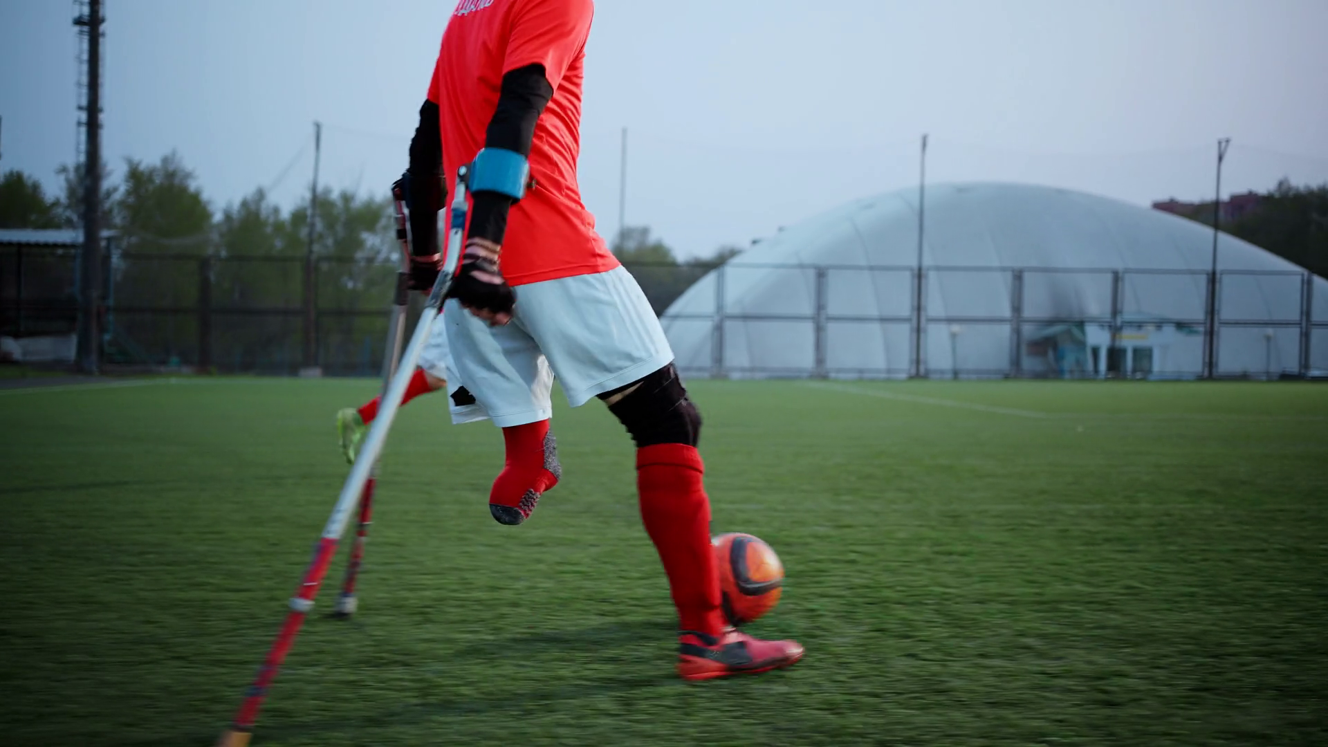Legs Of Disabled Football Plaer With Ball Stock Footage SBV-348643174 ...