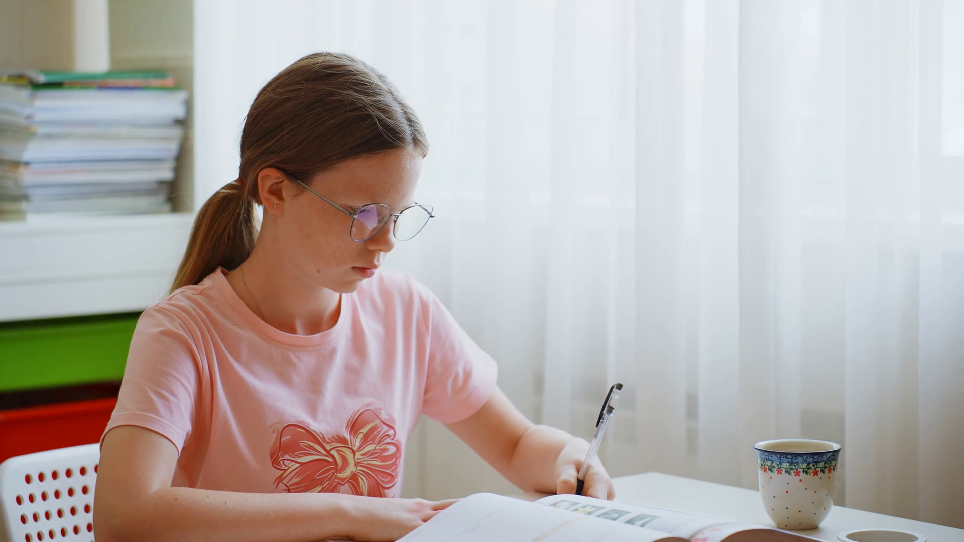 Schoolgirl Reading Taking Notes Stock Footage SBV-348742578 - Storyblocks