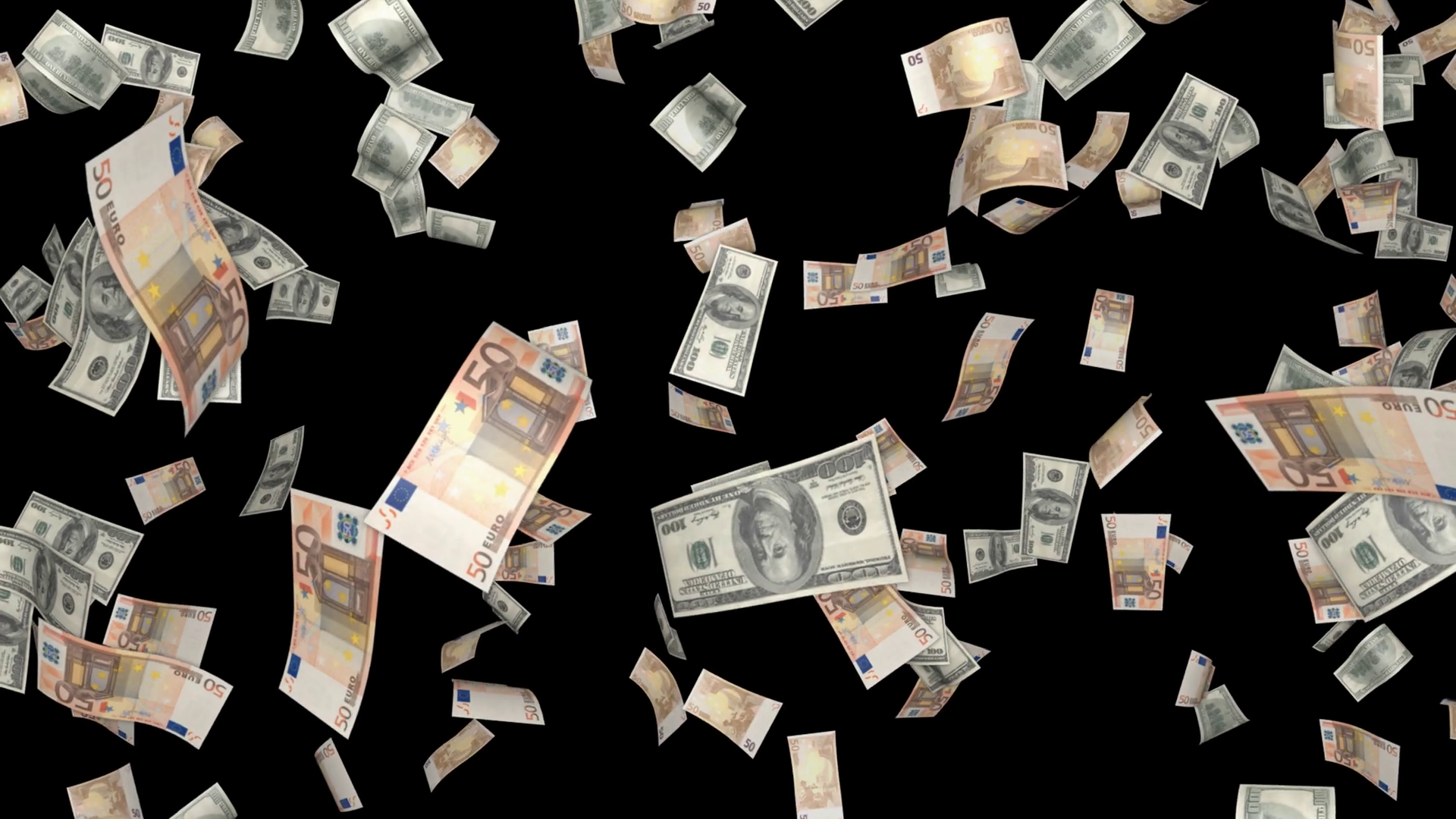 Euro Dollar Banknotes Falling Animation On Stock Motion Graphics SBV ...