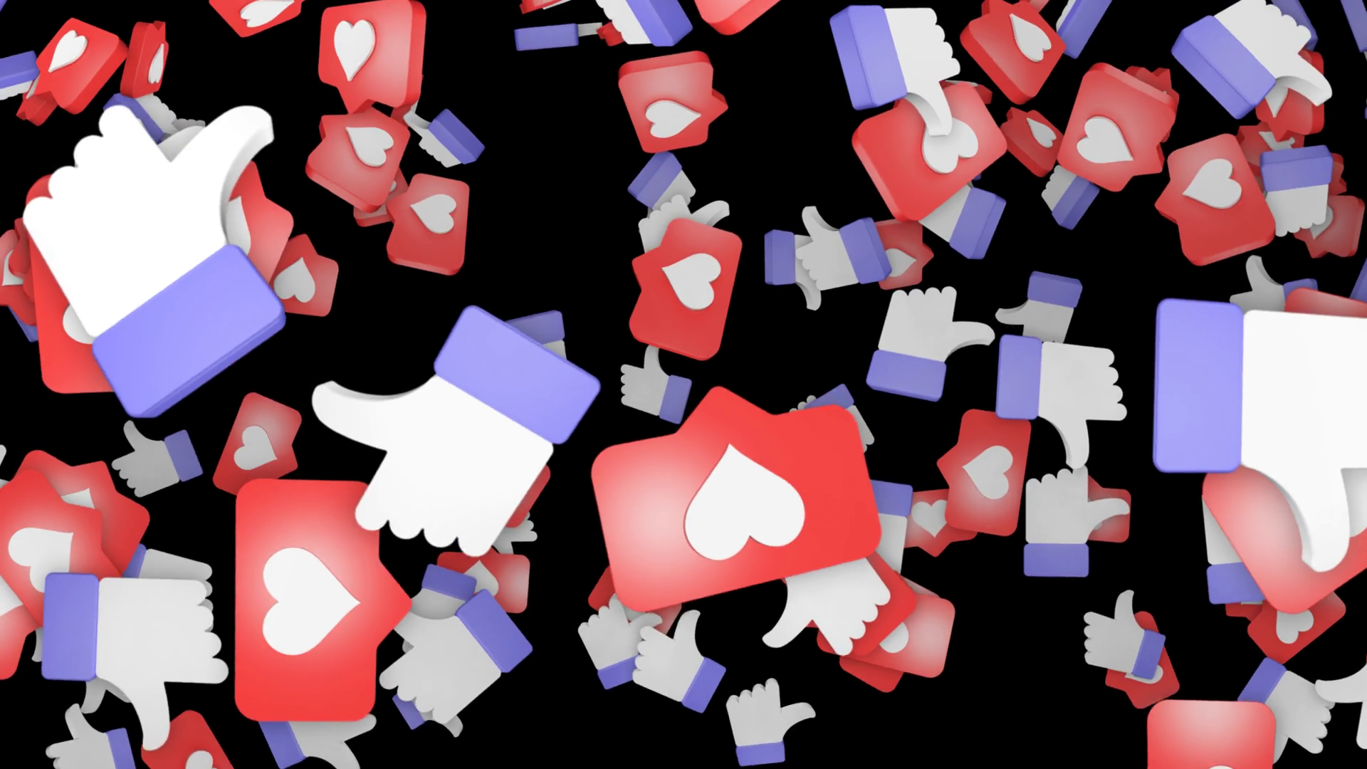 Falling Thumbs Up Hearts Social Media Stock Motion Graphics SBV ...