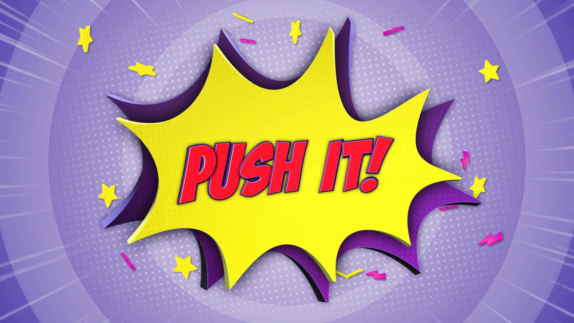 PUSH IT Comic Text Animation, with Alpha Matte, Loop, 4k Motion ...