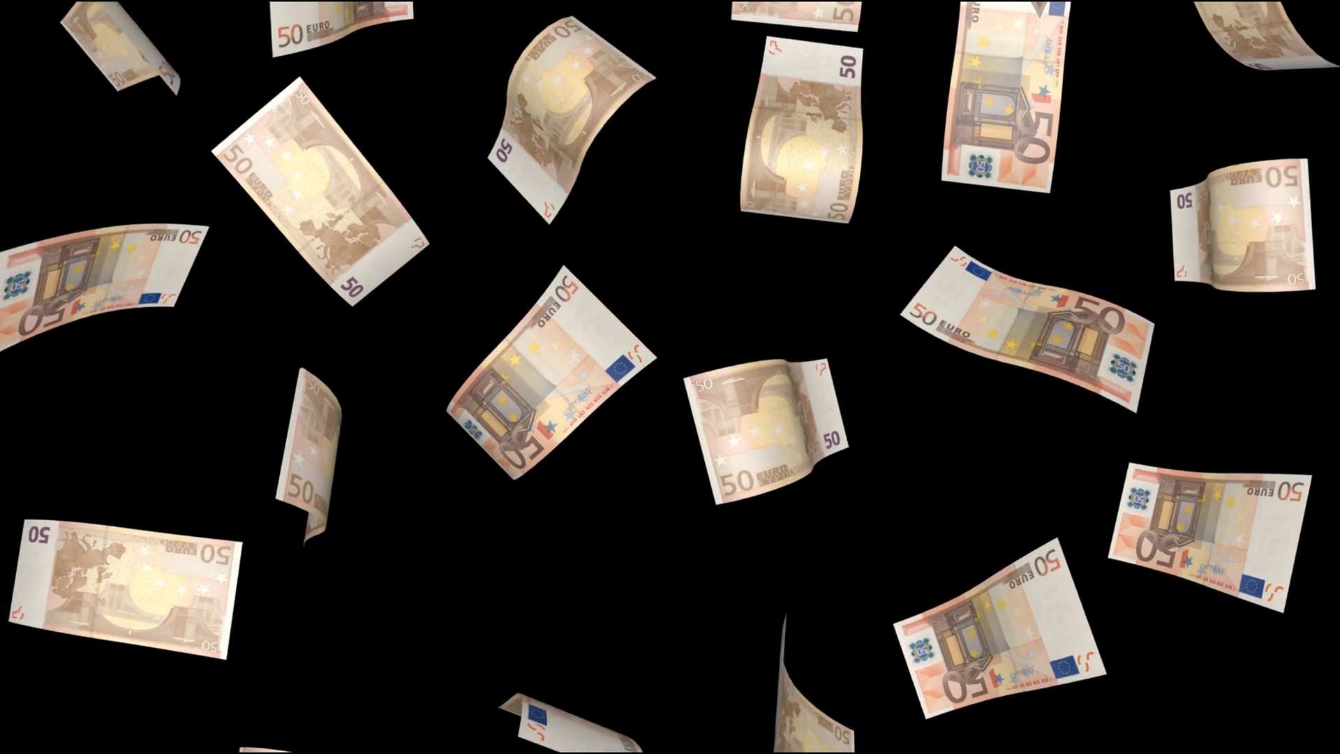 Falling 50 Euro Banknotes Loop Animation On Stock Motion Graphics SBV ...