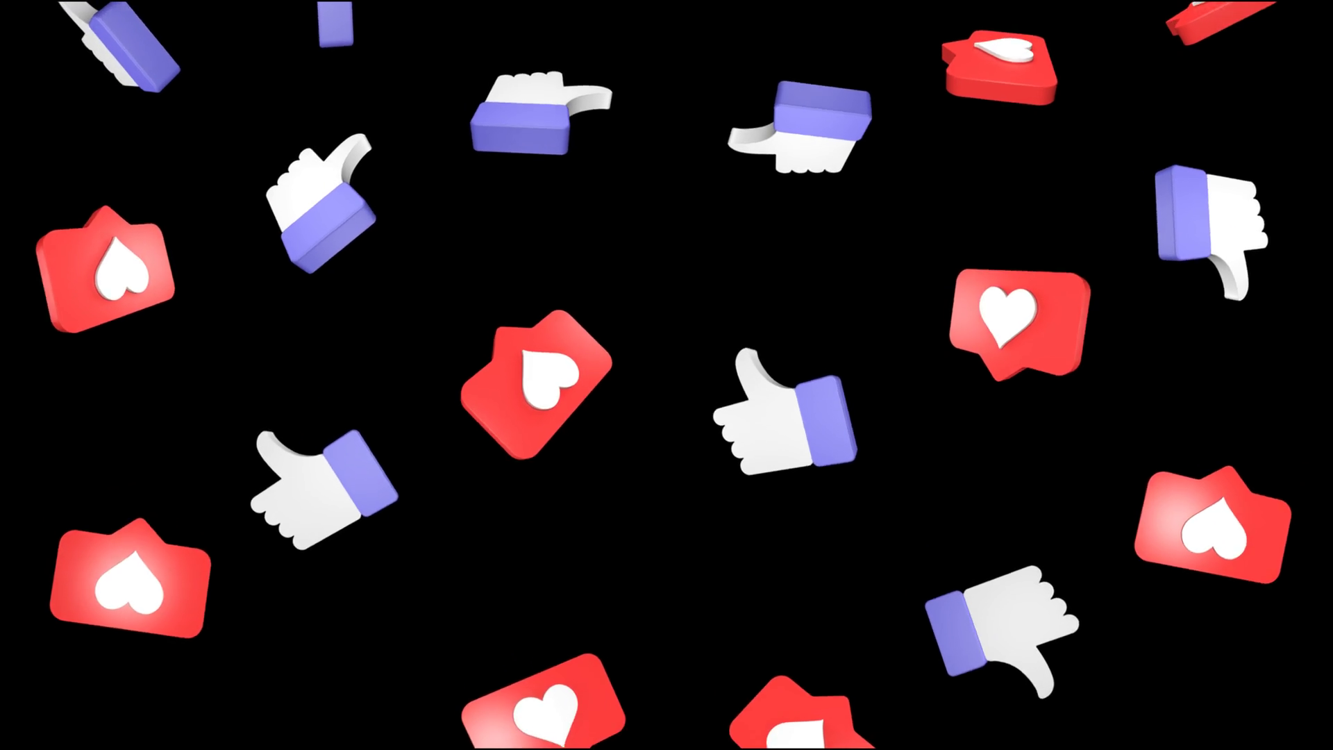 Falling Thumbs Up Hearts Social Media Stock Motion Graphics SBV ...