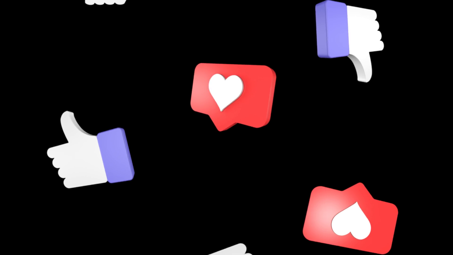 Falling Thumbs Up Hearts Social Media Stock Motion Graphics SBV ...