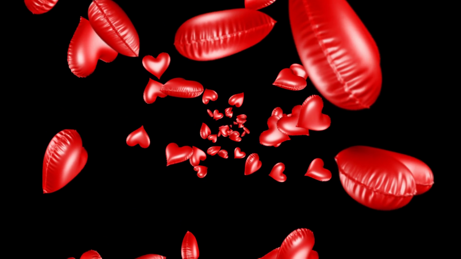 Falling BALLOON HEARTS Animation, 60 fps, Loop, with Alpha Matte Motion ...