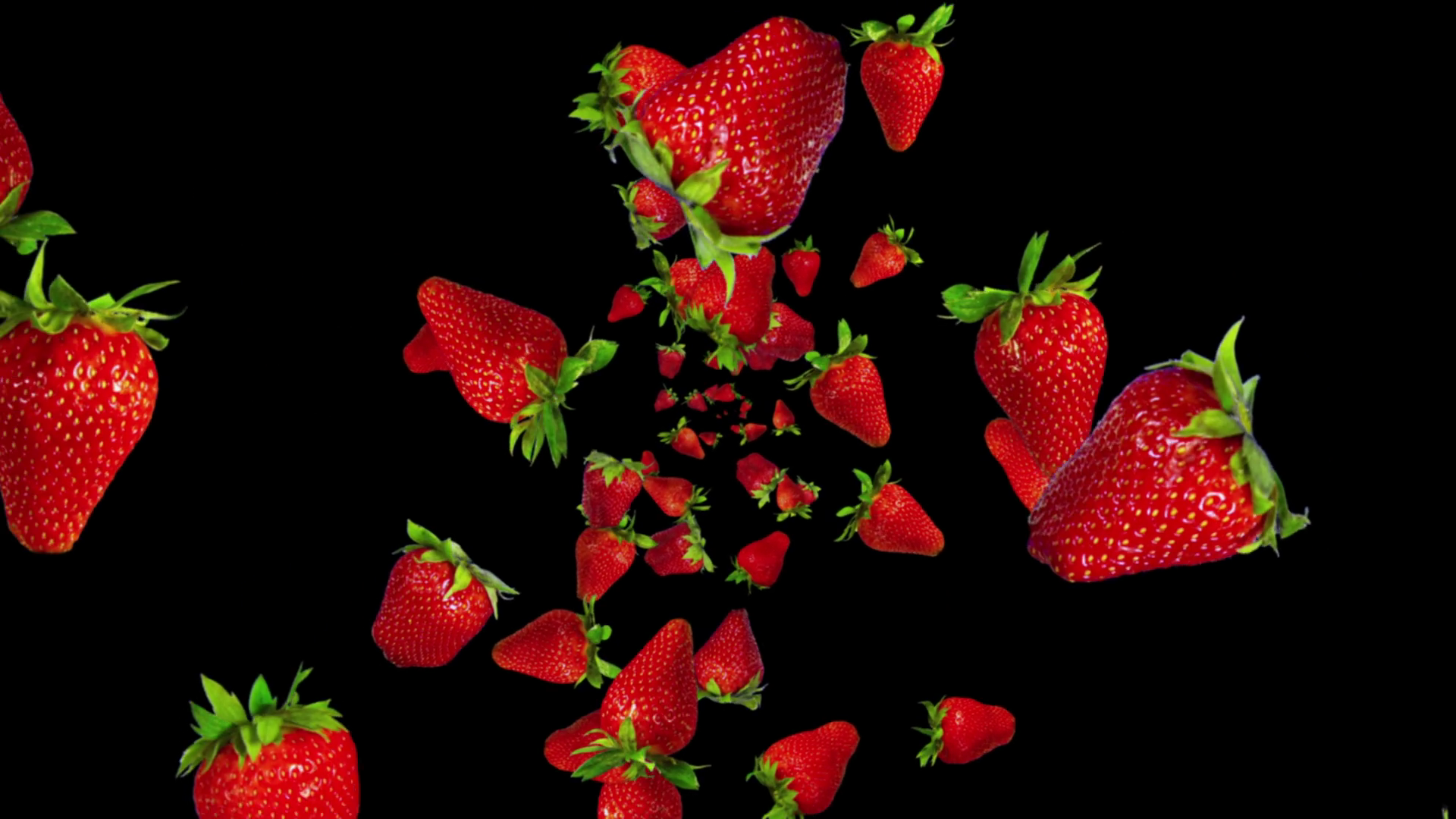 Falling Real Strawberries Loop With Alpha Stock Motion Graphics SBV ...