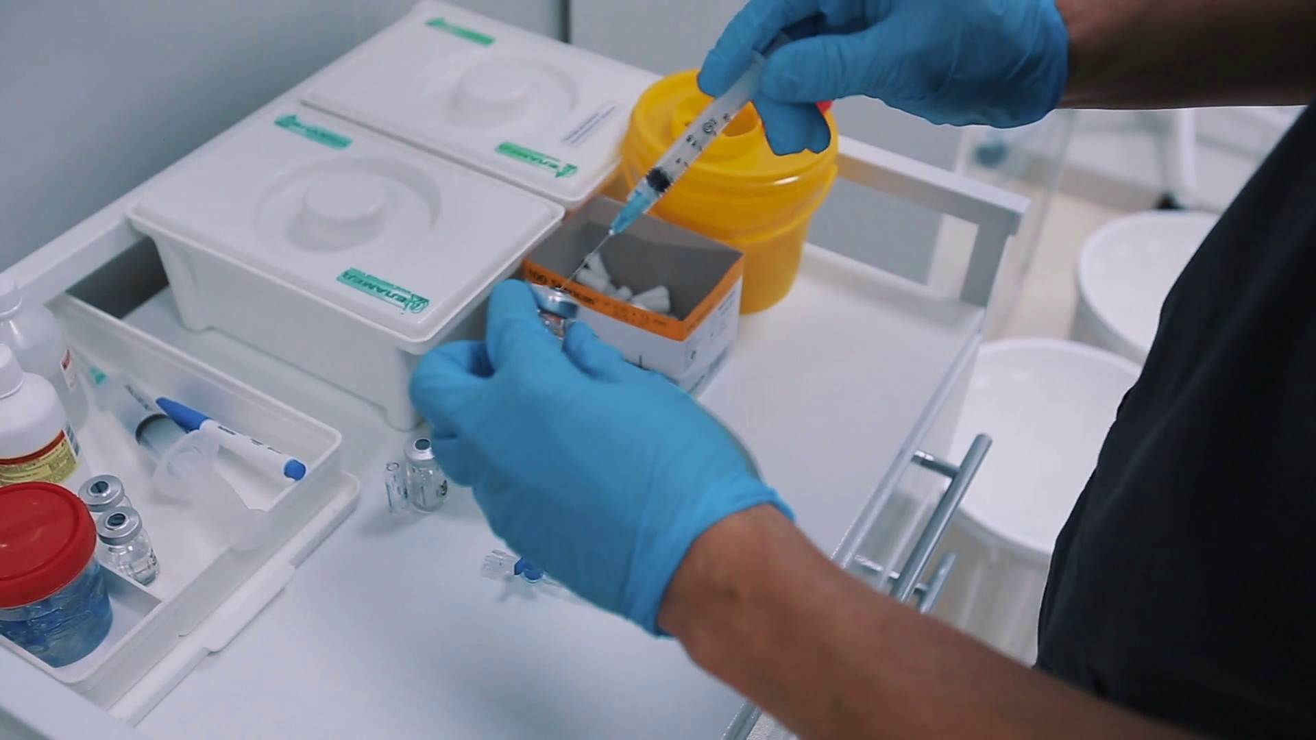 Pharmacy prepared medication mix in the laboratory. Stock Video Footage ...