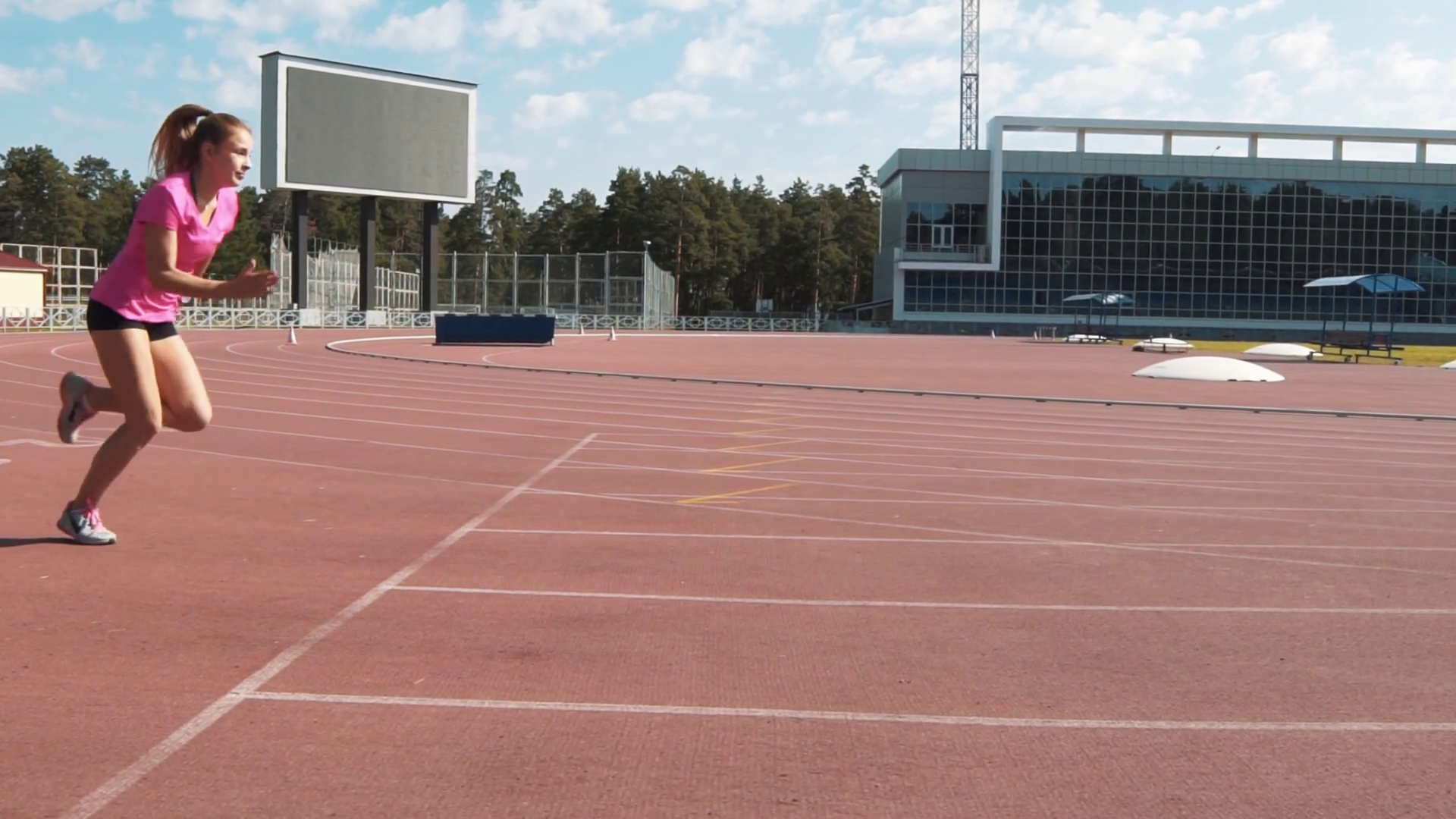 Girl Jumping Over Barriers During Training Stock Footage SBV-317118052 ...