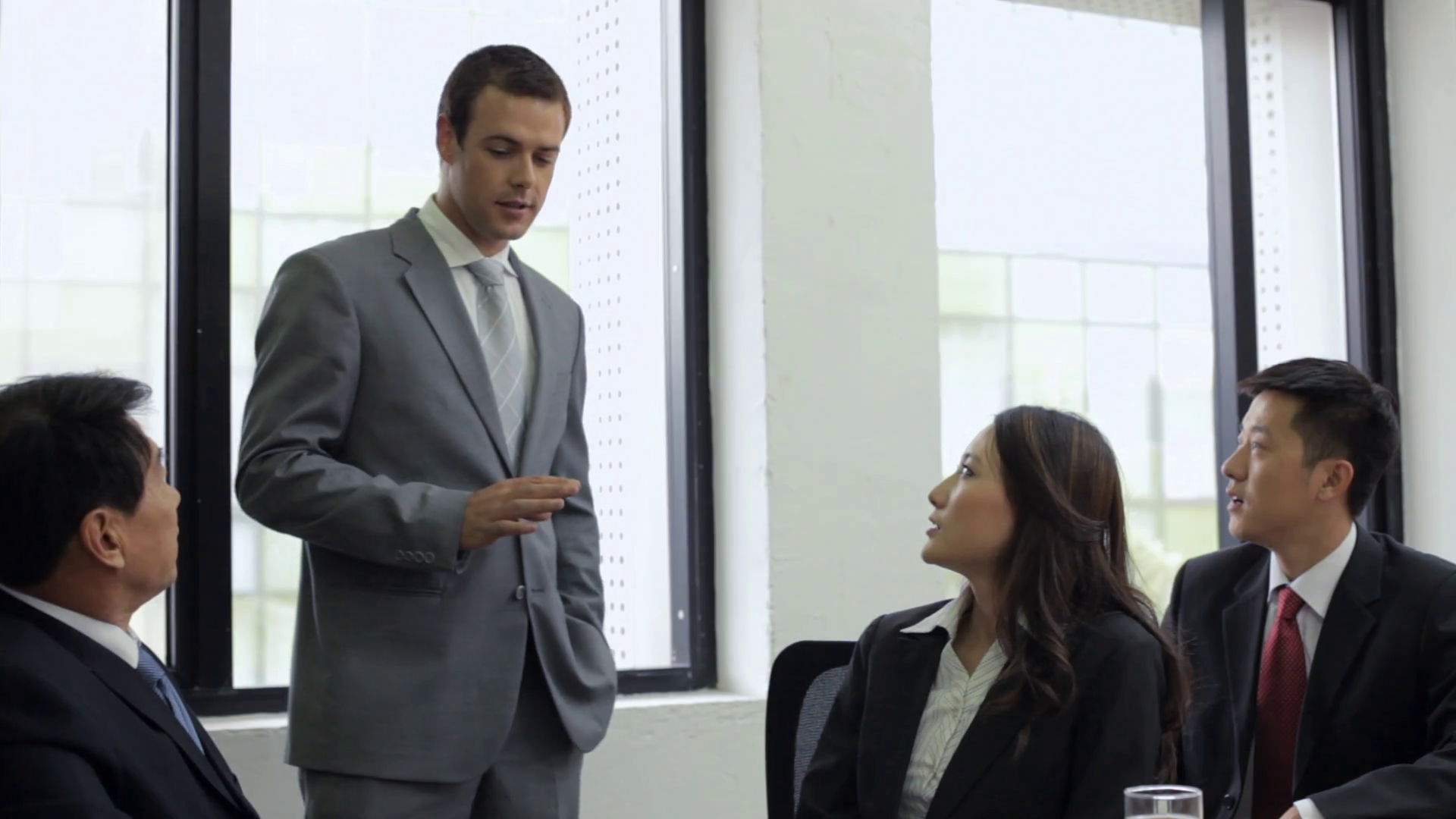 Ms Business Men Woman Listening To Business Stock Footage SBV-311359507 ...