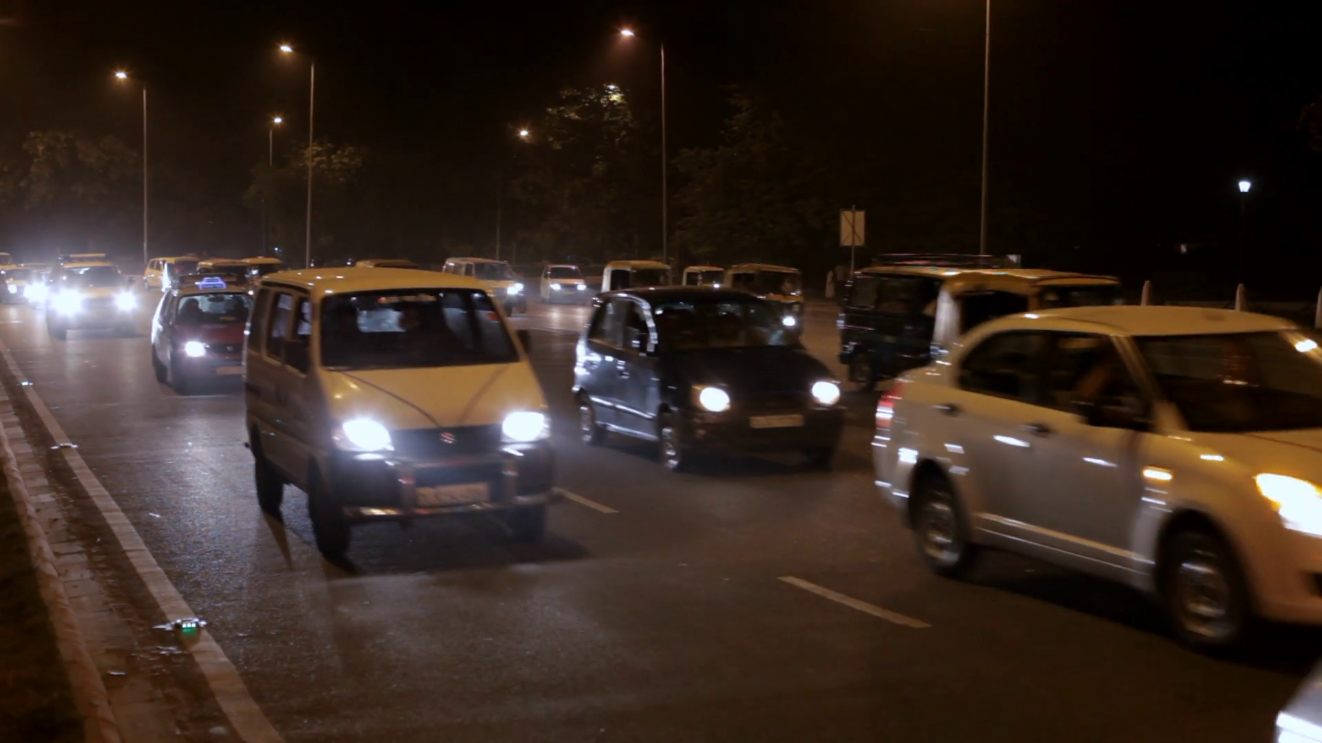 Ws Busy Road At Night / New Delhi India Stock Footage SBV-311379883 ...