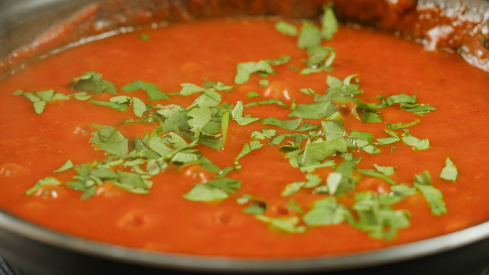 Chicken In Tomato Sauce Is Boiling On Frying Stock Footage SBV ...