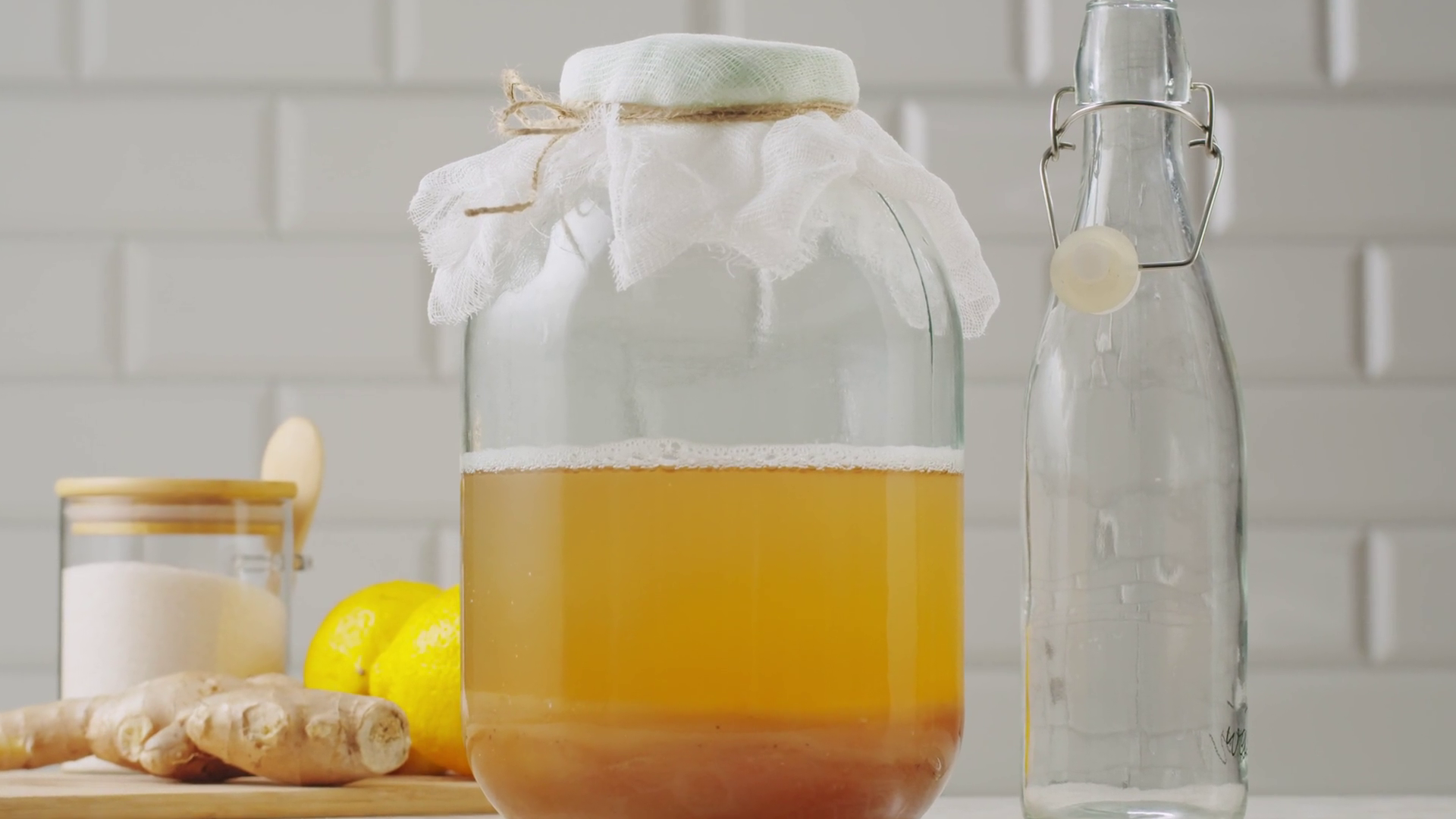 Kombucha Tea Scoby Fungus Homemade Kombucha Stock Footage SBV-352016324 ...