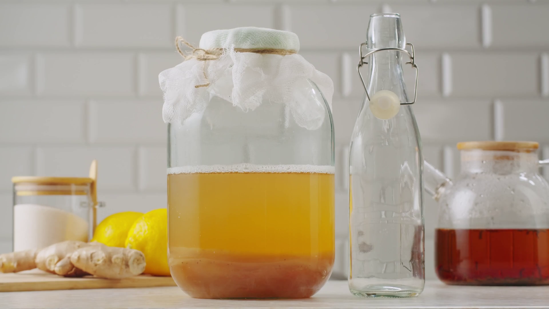 Kombucha Tea Scoby Fungus Homemade Kombucha Stock Footage SBV-352016332 ...