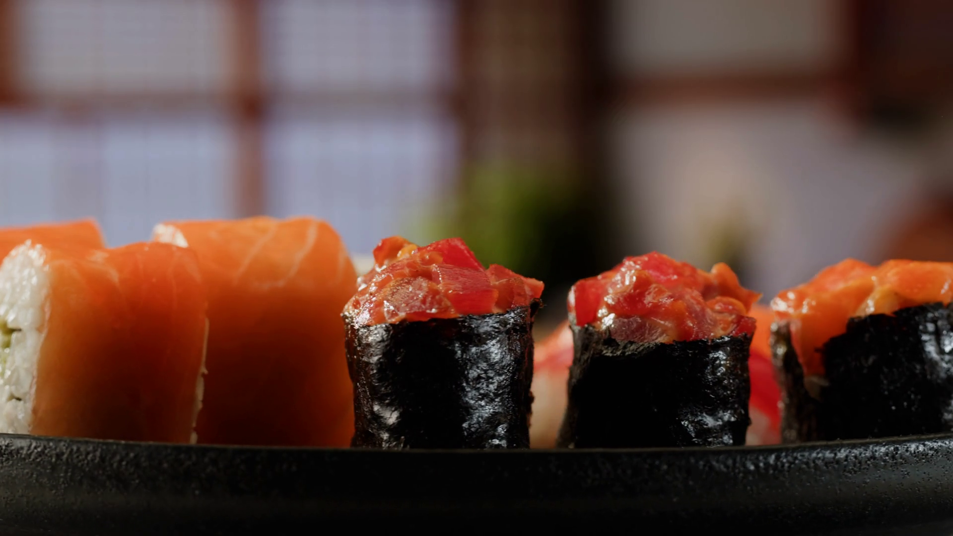 Sushi Sashimi Nigiri Platter Japanese Gunkan Stock Footage SBV ...