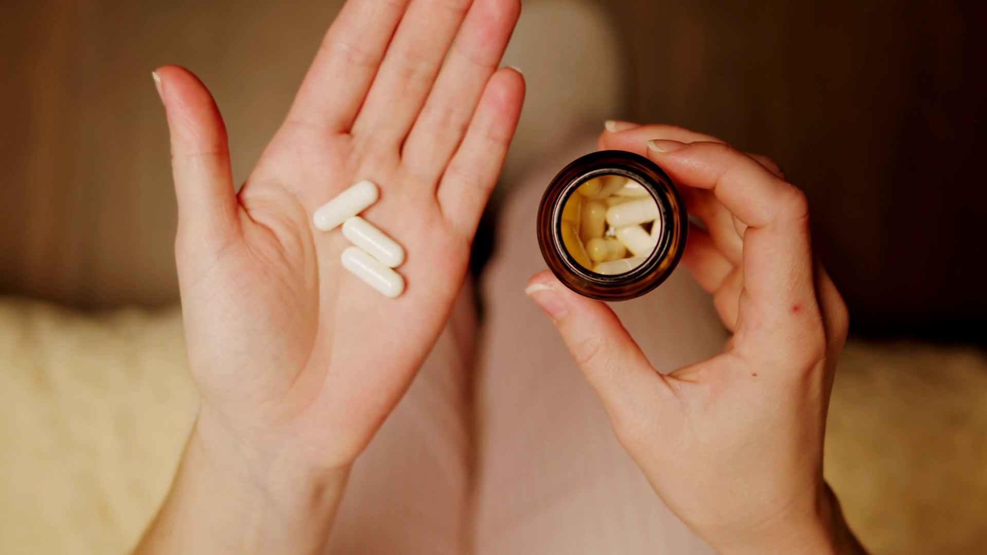 Pills Vitamins Macro Close Up View Of Womans Stock Footage SBV ...