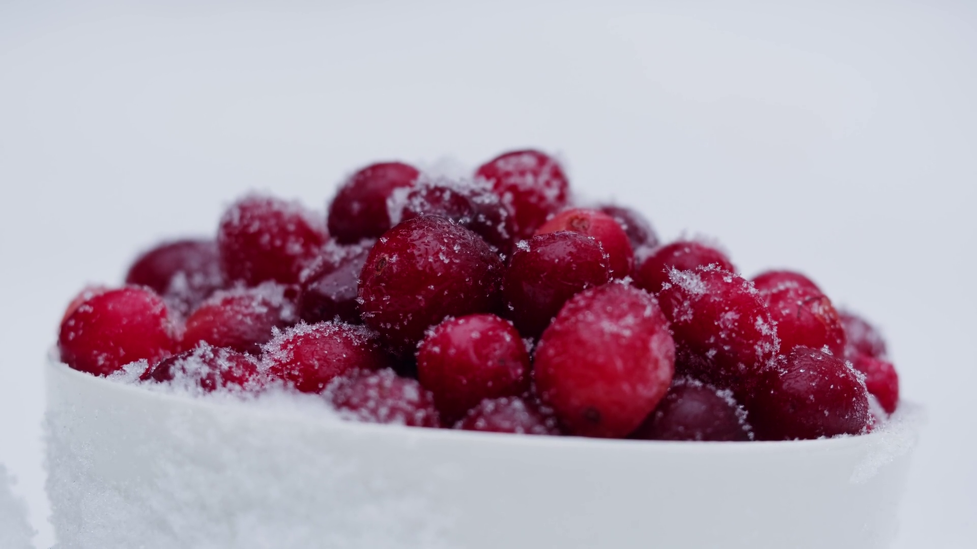 Frozen Cranberries In Snow Backgroundclose Stock Footage SBV-351736063 ...