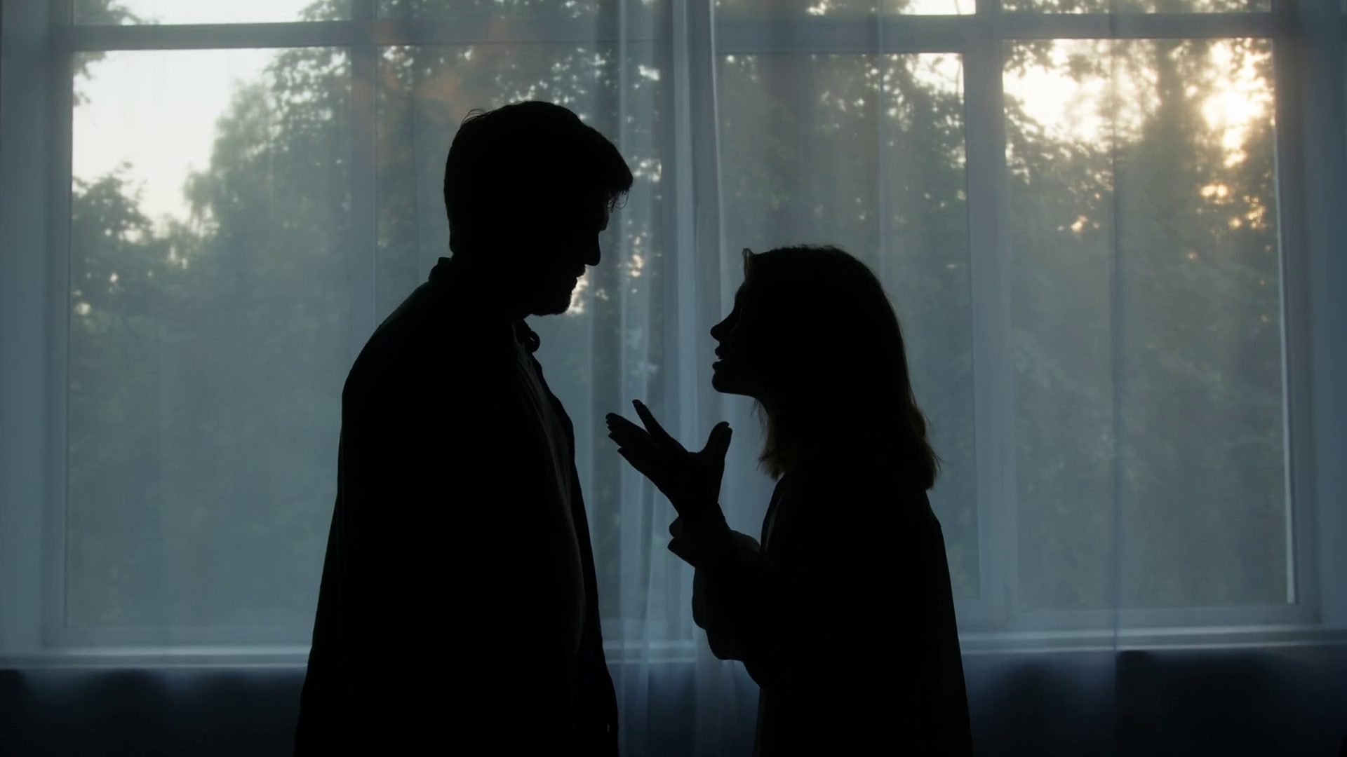 Silhouettes Of Man Woman Shouting At Couple Stock Footage SBV-348398949 ...