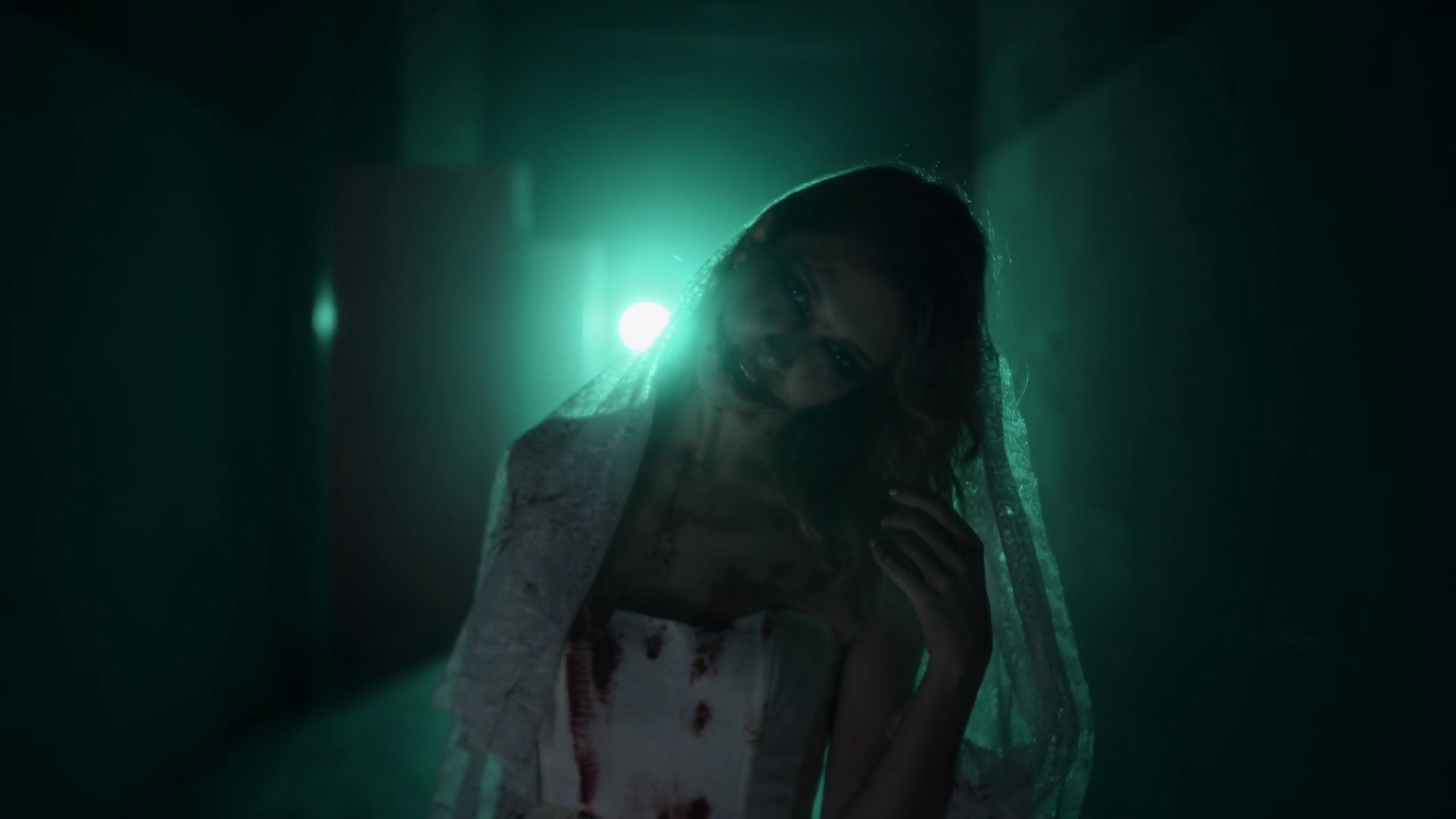 Dead Zombie Woman Standing In Dark Corridor Stock Footage SBV-346777767 ...