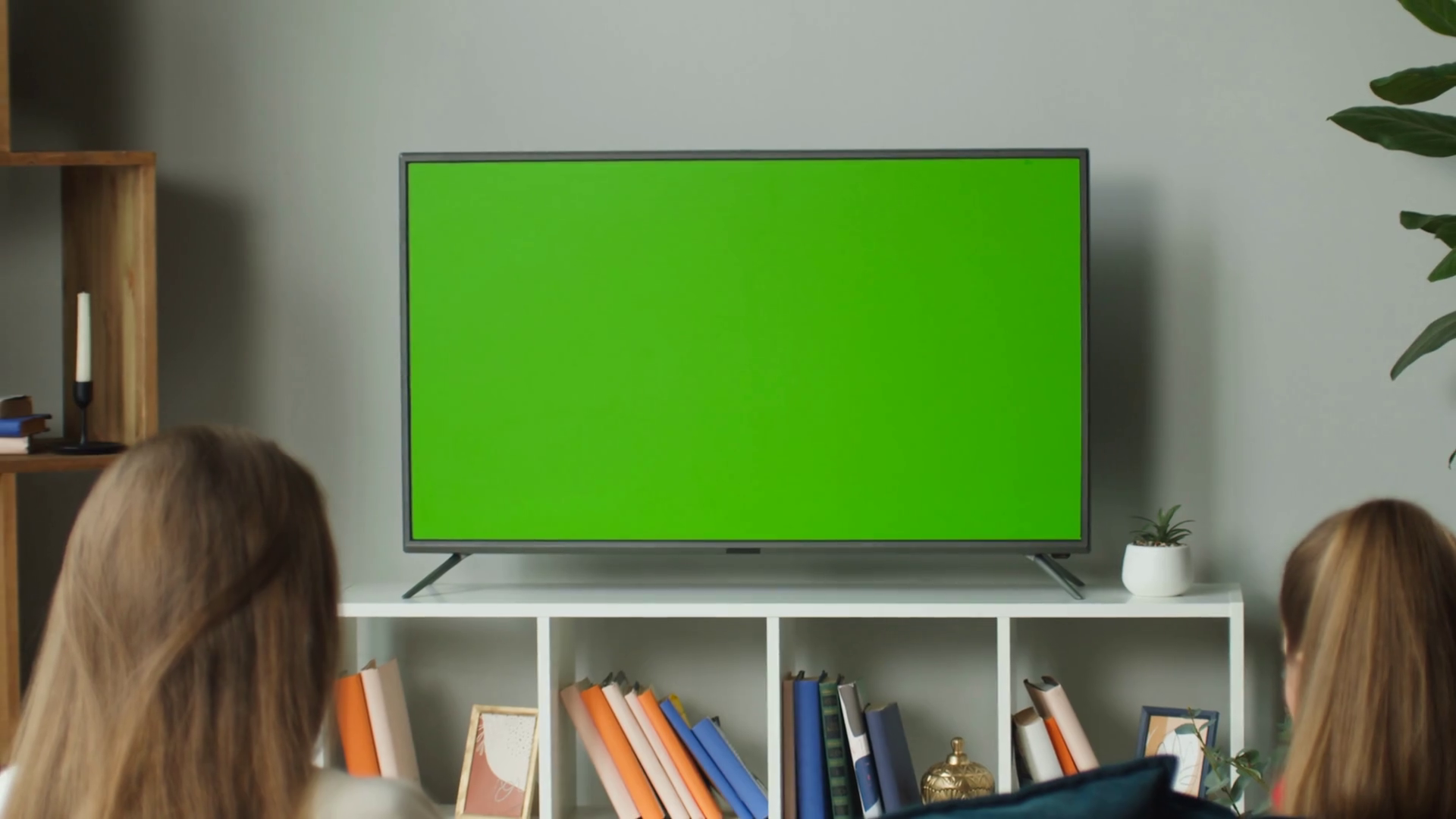 Women Watching Television With Chroma Green Stock Footage SBV-346718522 ...