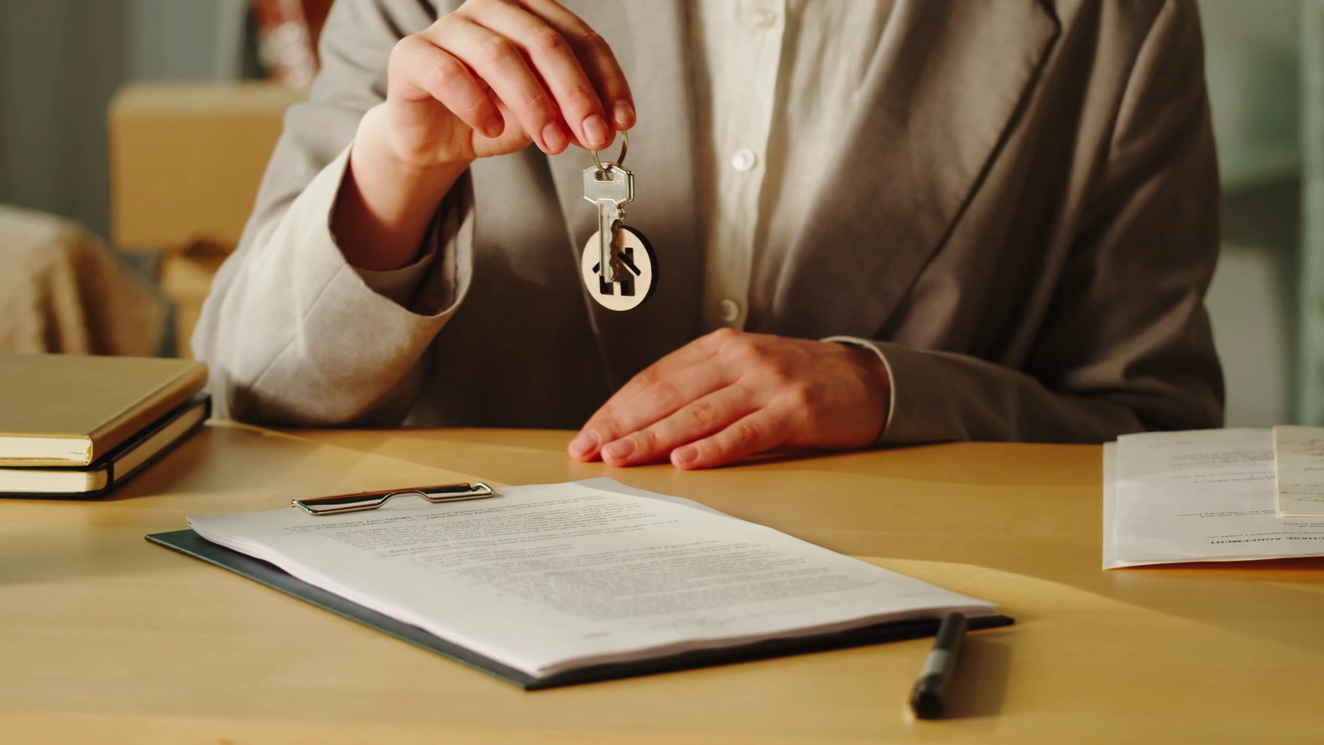 Real Estate Agent Holding Home Keys Close-up Stock Footage SBV ...