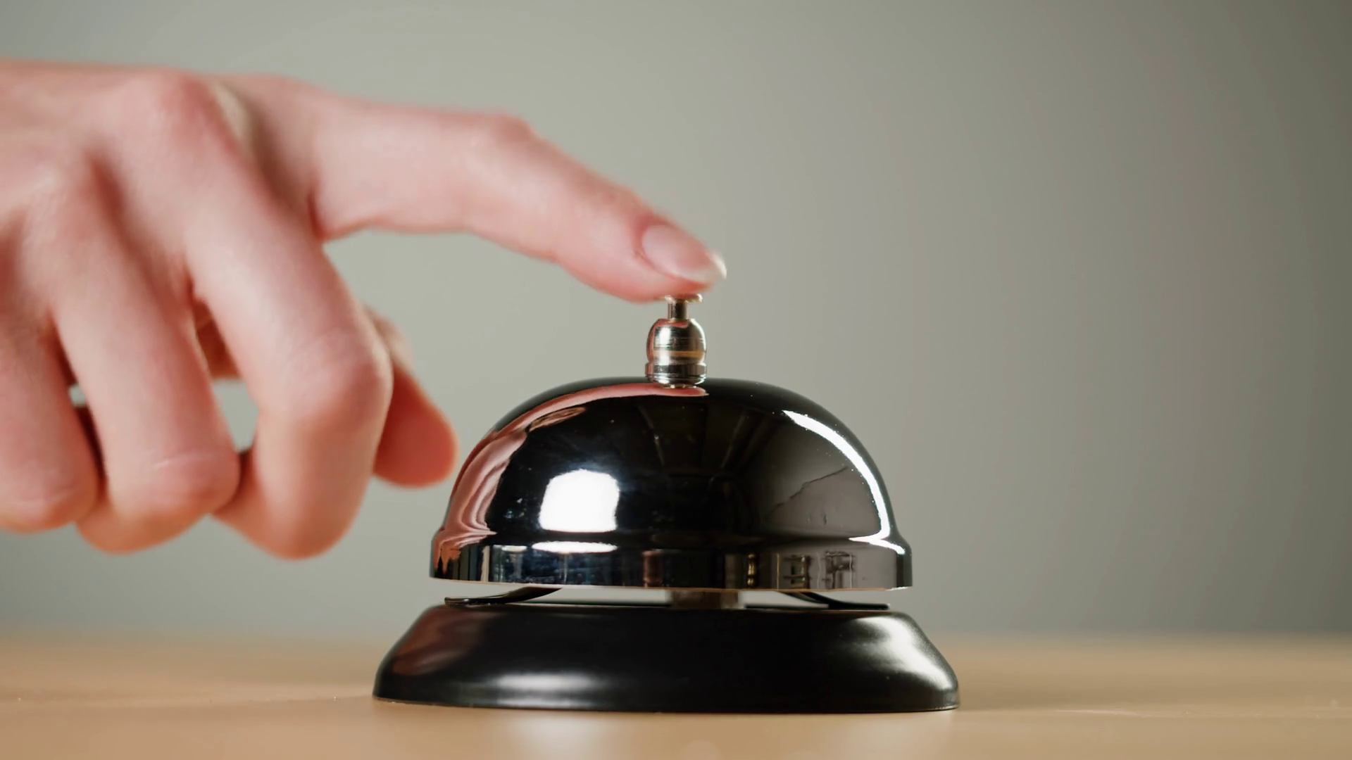 Person Guest Hand Ringing Service Restaurant or Hotel Bell Hold By ...