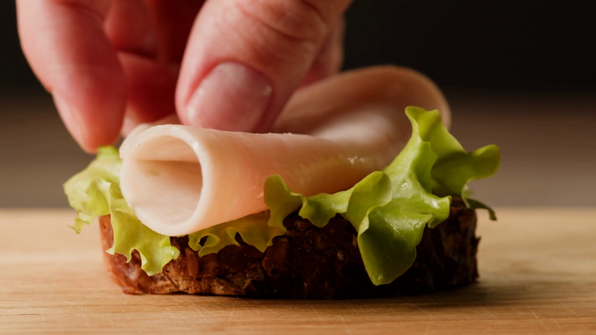 Close Up View Of Person Placing Slice Of Ham Stock Footage SBV ...