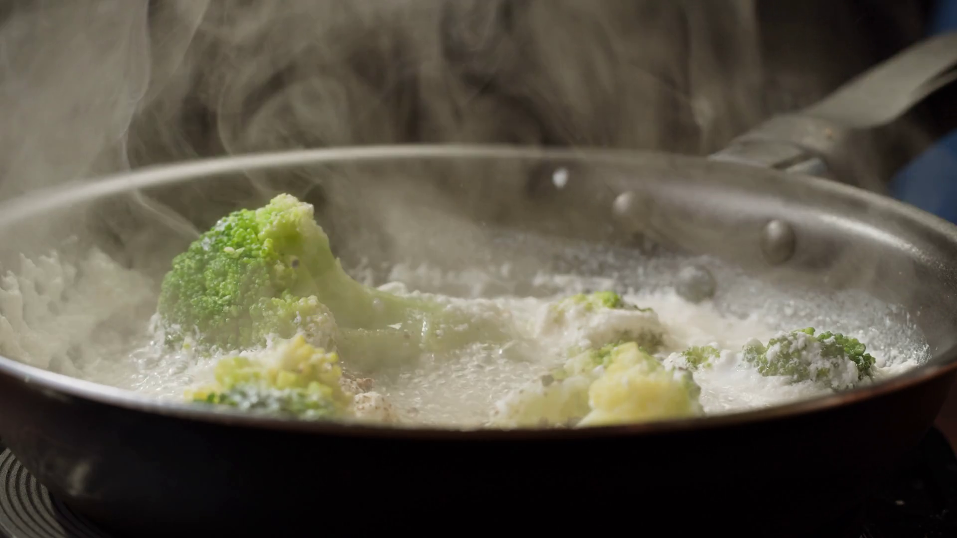 Broccoli Cauliflowers Cooking In Creamy Stock Footage SBV-347648053 ...