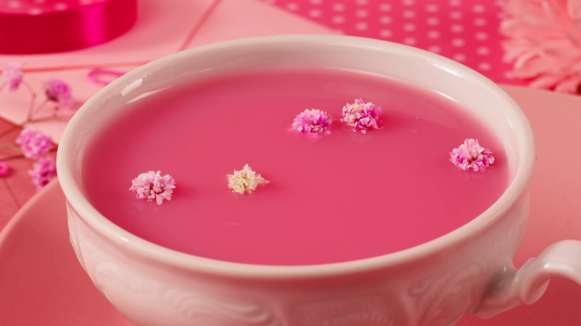 Pink Table Set With Tea Ceremony Girly Style Stock Footage SBV ...