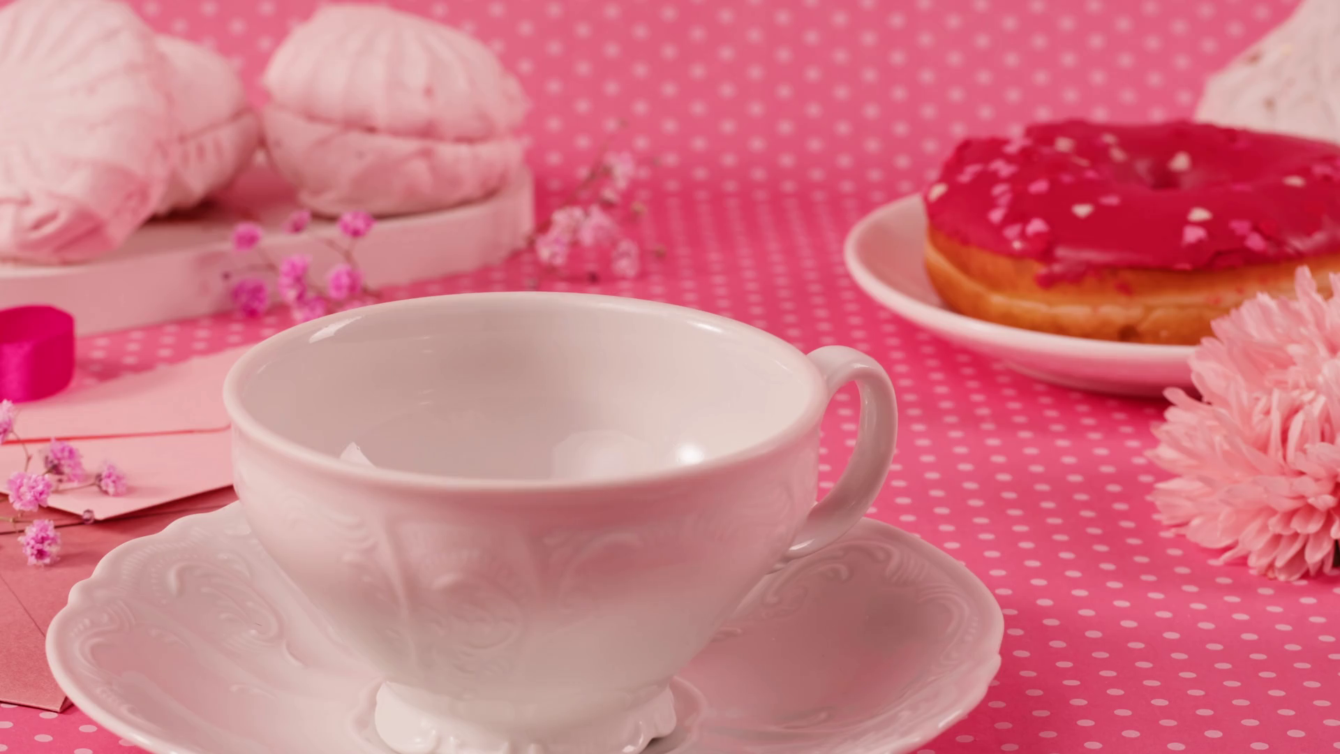 Pink Drink Tea Background Bento Cake Stock Footage SBV-348626490 ...