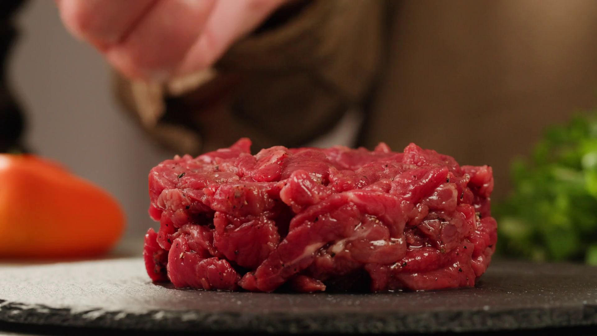 Chef Cooking Raw Beef Meat Tartar With Sauce Stock Footage SBV ...