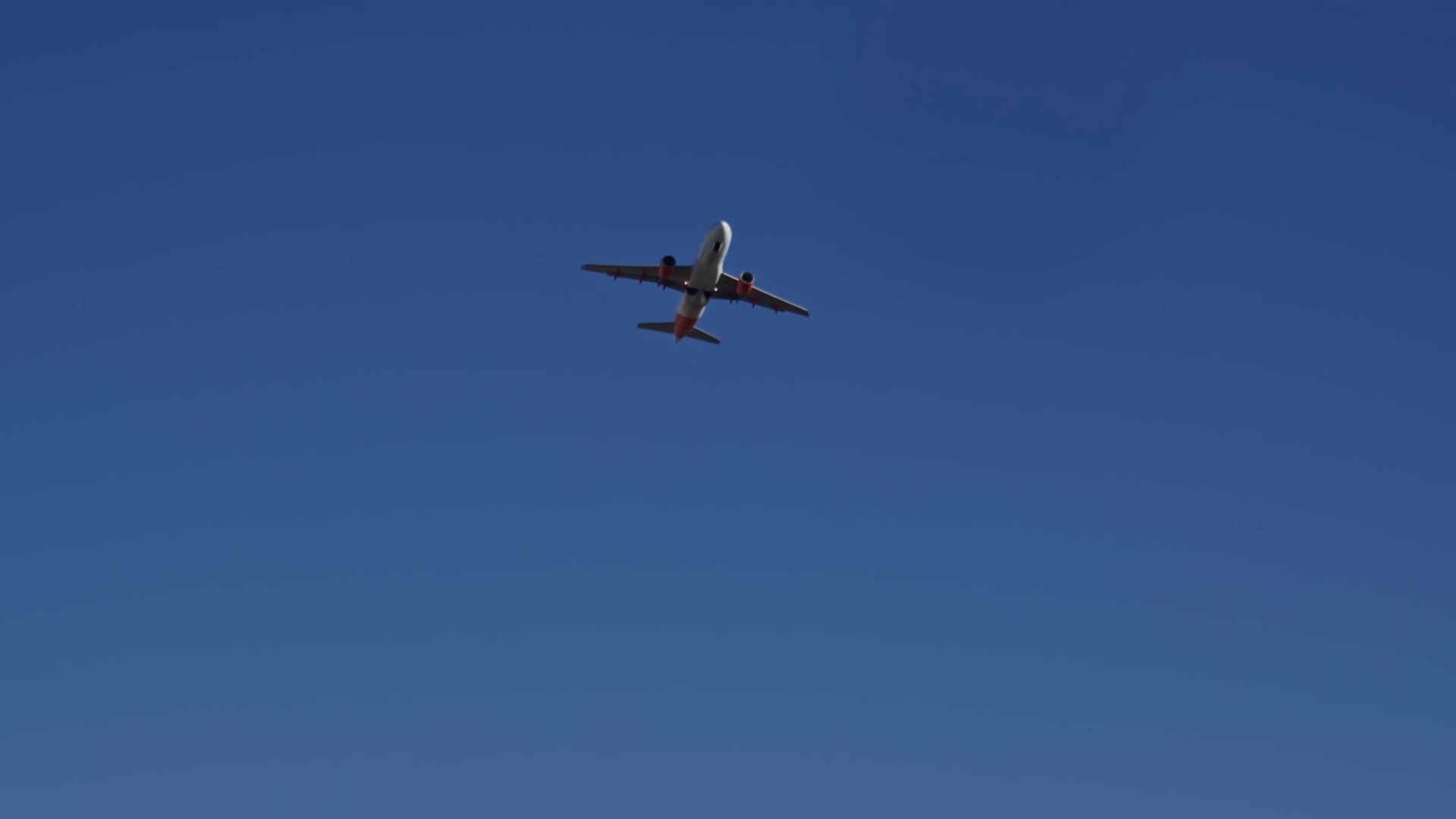 Bottom View Of Airplane Flying Away In Blue Stock Footage SBV-348798919 ...
