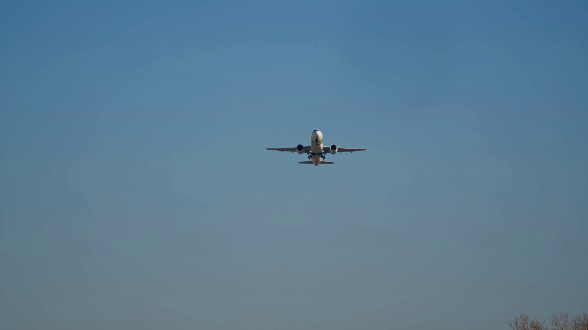 Airplane Fly Away Blue Sky Large Airplane Is Stock Footage SBV ...