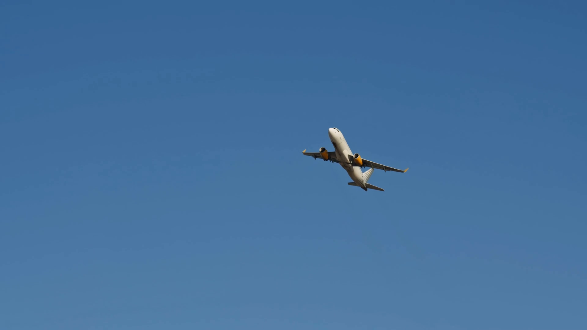 Airplane Fly Away Blue Sky Large Airplane Is Stock Footage SBV ...