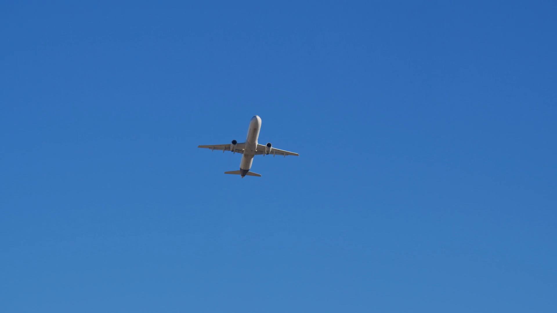 Airplane Fly Away Blue Sky Large Airplane Is Stock Footage SBV ...