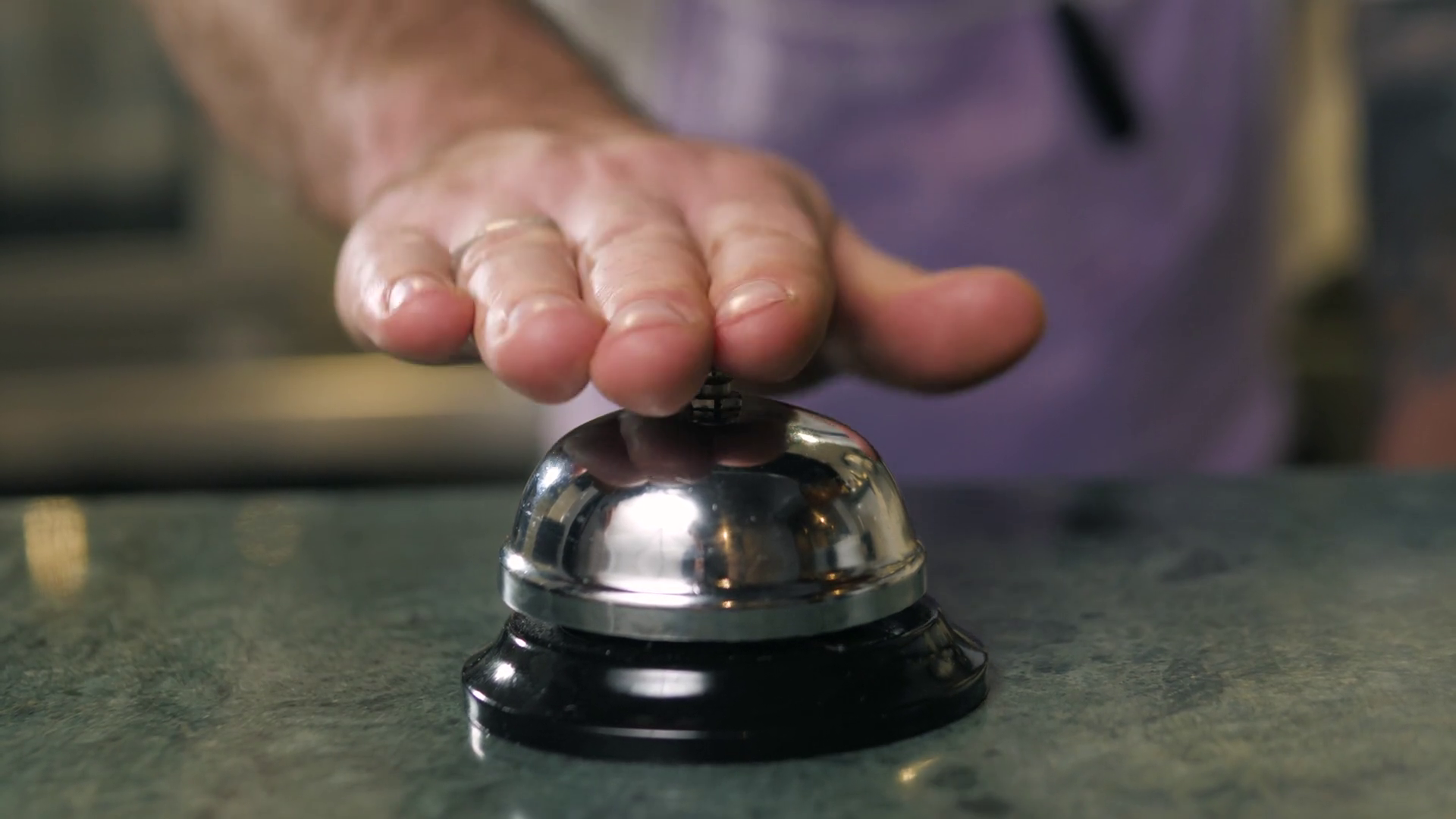 Close Up Macro Hand Chef Ringing Bell Stock Footage SBV-346409636 ...