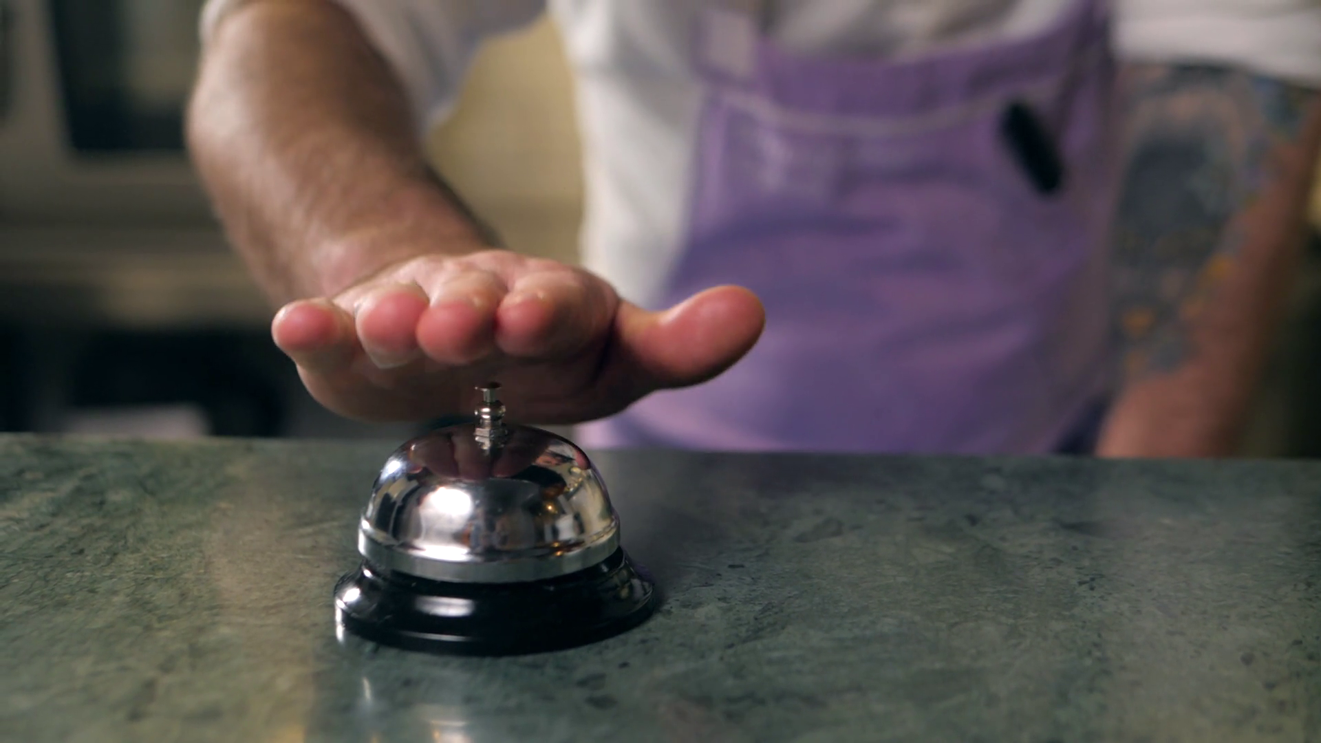 Close Up Macro Hand Chef Ringing Bell Stock Footage SBV-346409611 ...