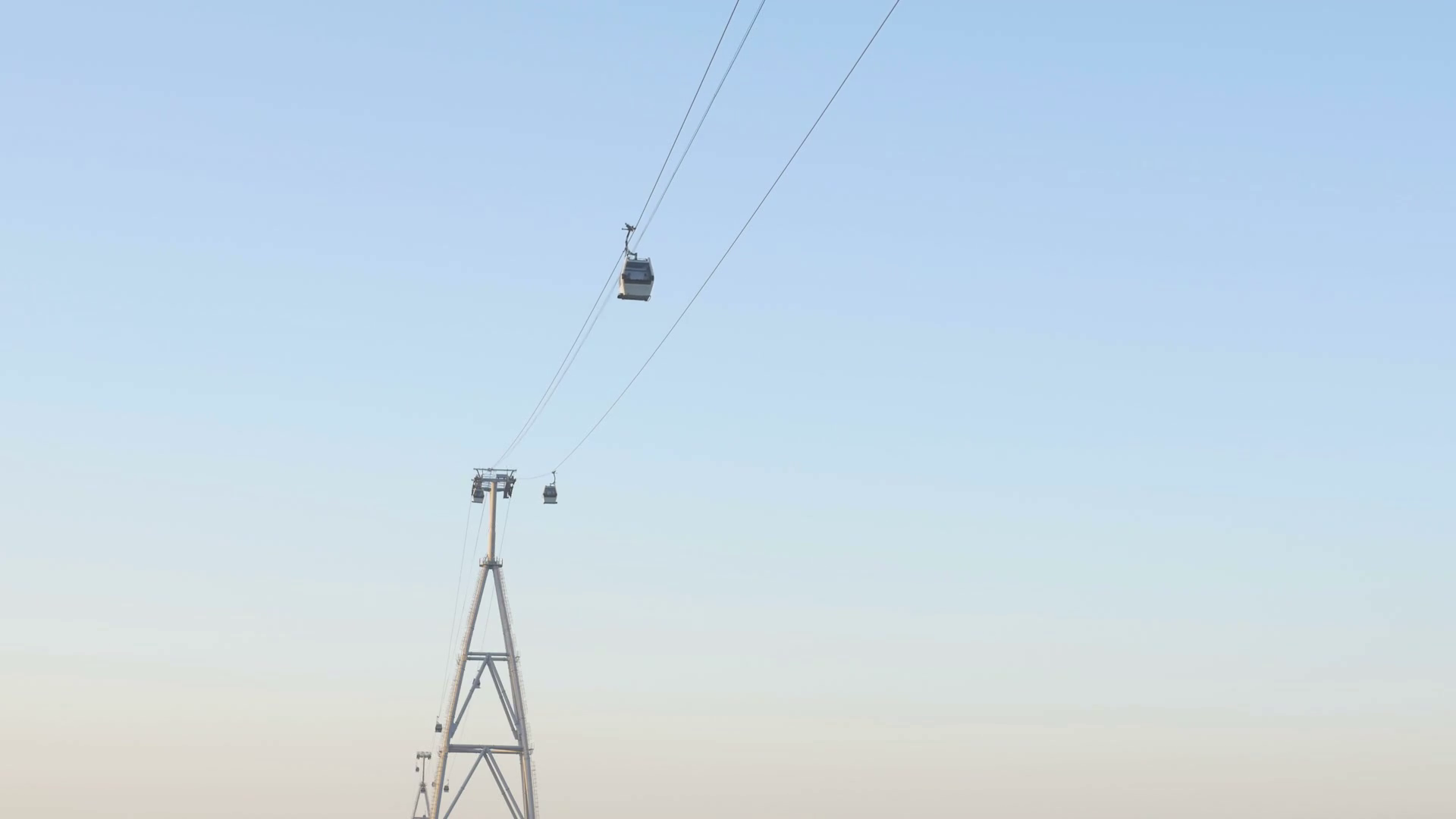 View of The Cable Car Public Transport. Cable Cars On Blue Sky ...