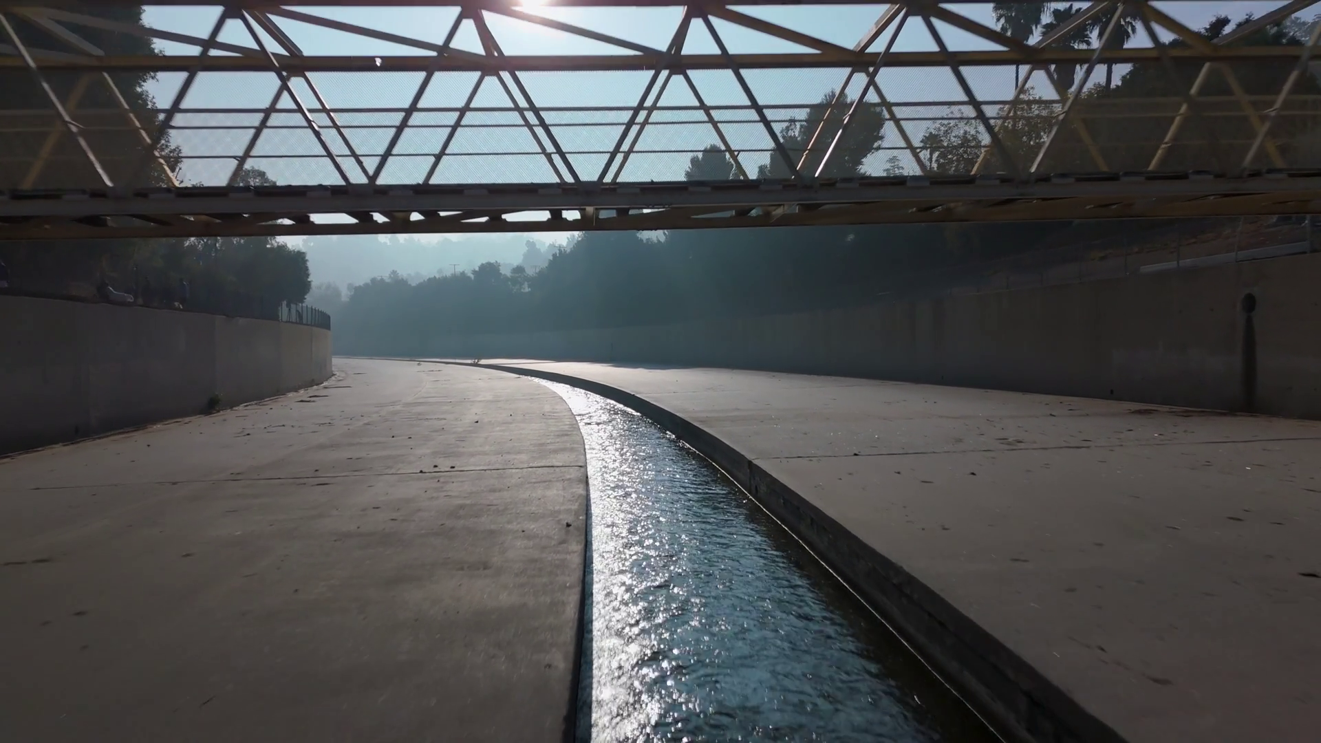 A Stunning Urban Waterway Flowing Gracefully Stock Footage SBV ...