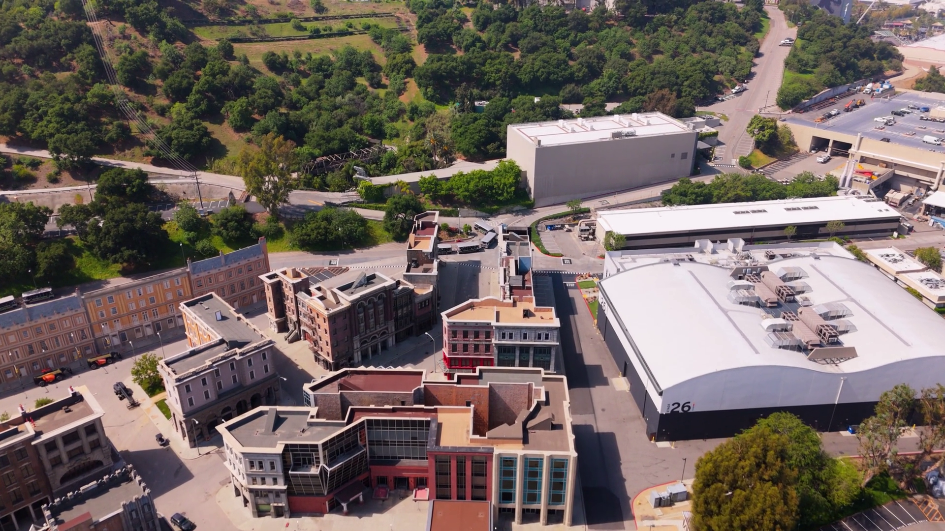 Forward Drone Flight Over Warner Bros Stock Footage SBV-352087335 ...