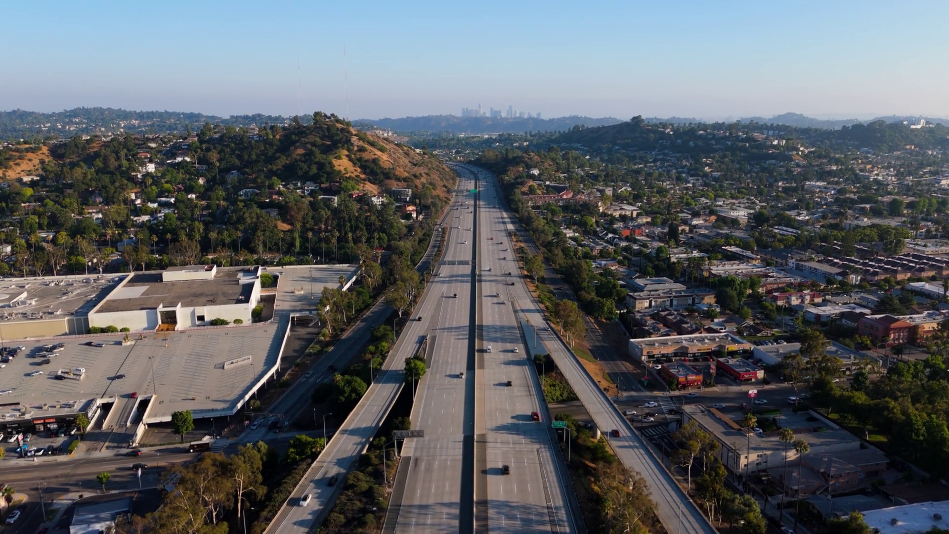 Sunset Freeway Aerial Toward Downtown Los Stock Footage SBV-352557746 ...